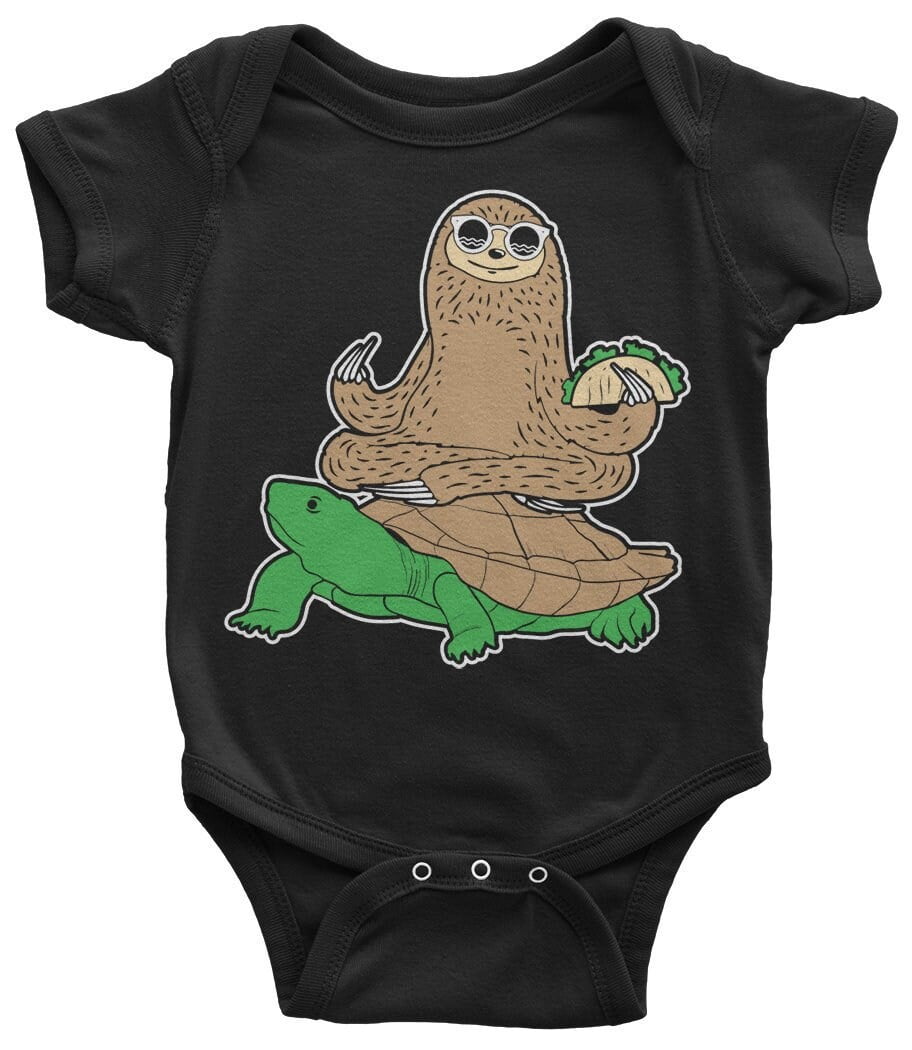 Bella Canvas with Sloth Riding Turtle Unisex Baby Infant Cool Baby ...