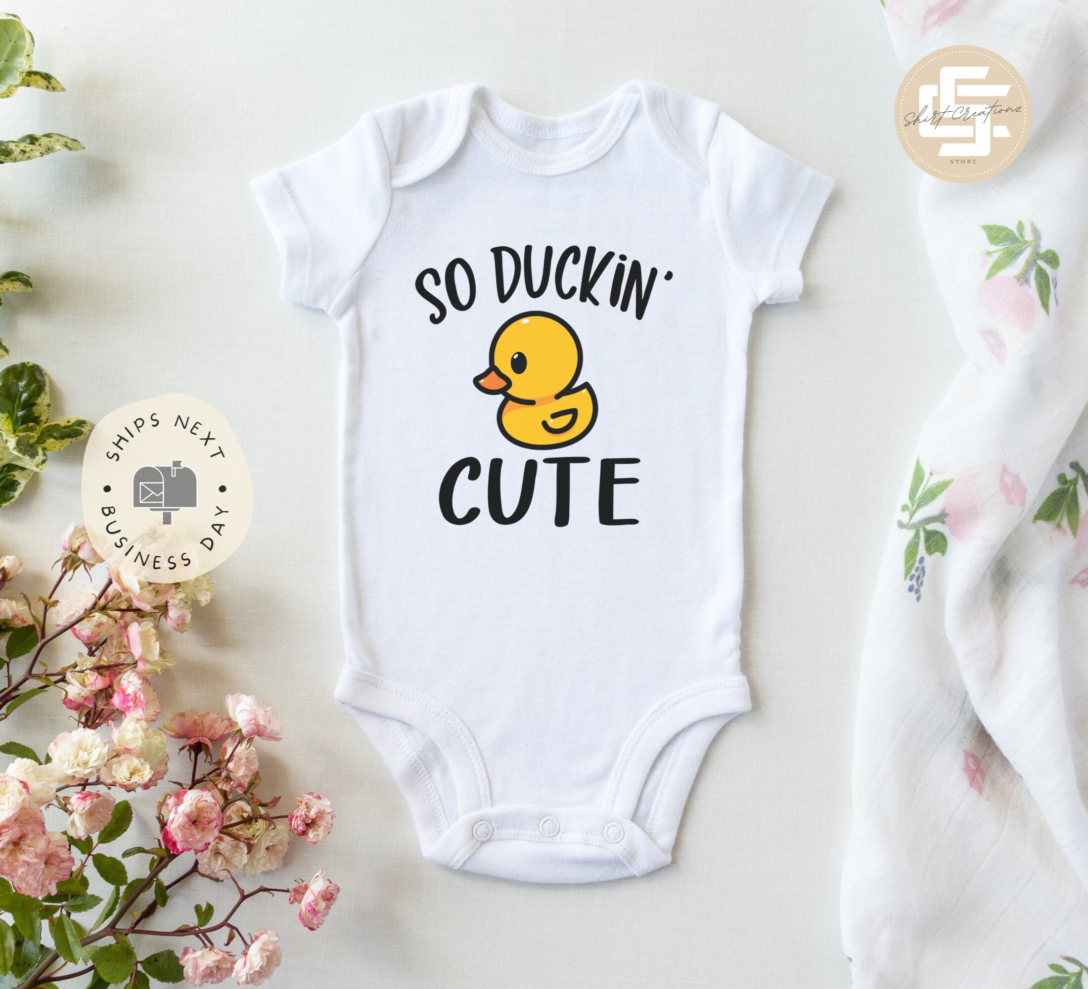 Bella Canvas with So Duckin' Cute, Duck, Duckling . Gift For Newborn ...