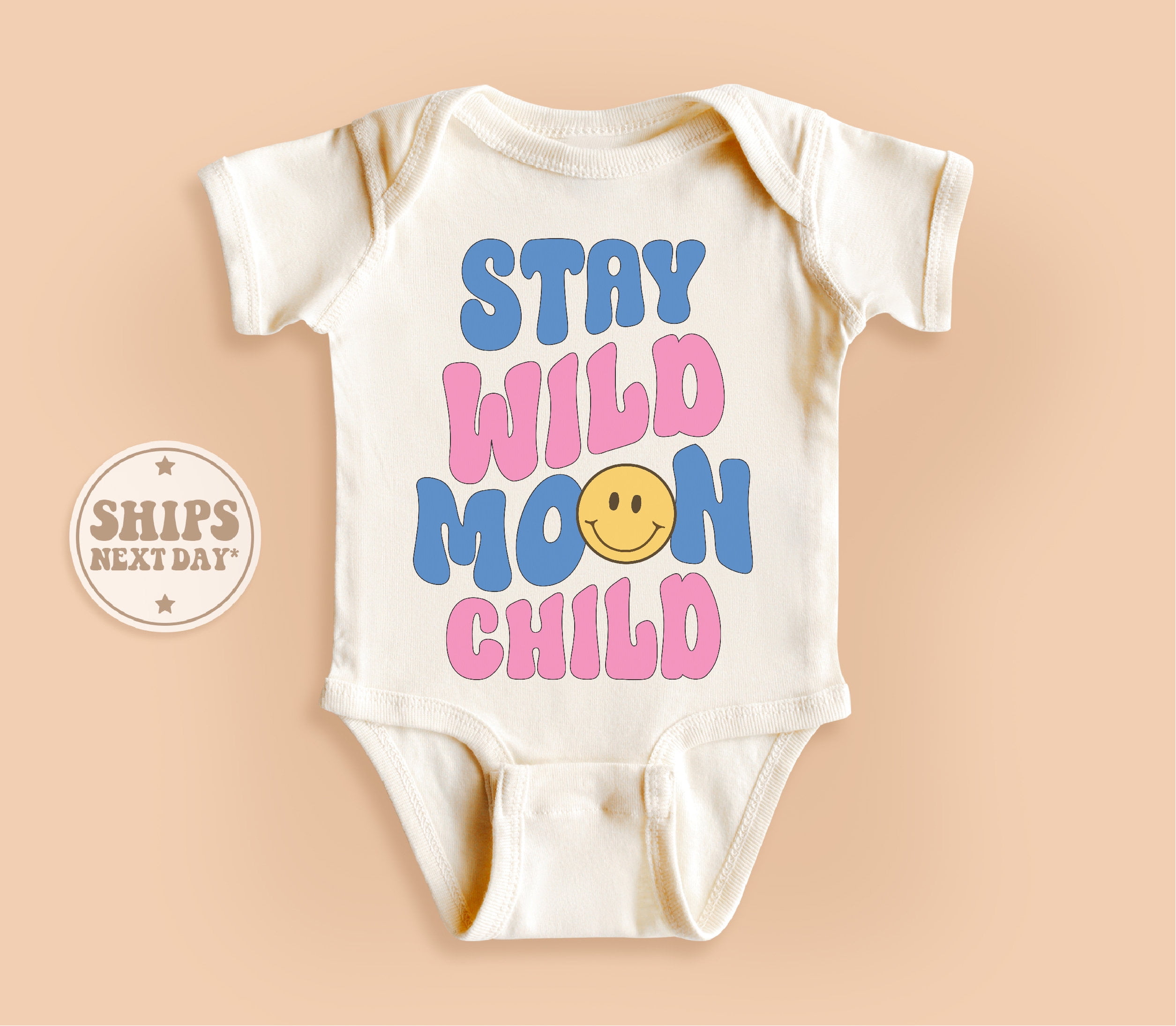 Bella Canvas with Stay Wild Moon Child, Wild Flower, Baby Gifts Cute and Cool, Baby Boy or Girl ...