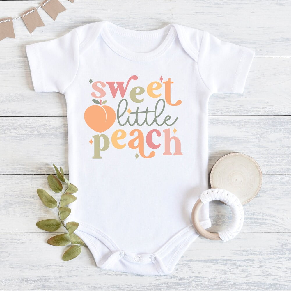 Bella Canvas with Sweet Little Peach,, Baby Girl Outfit, Peach Birthday, Peach Baby Shower, Baby ...