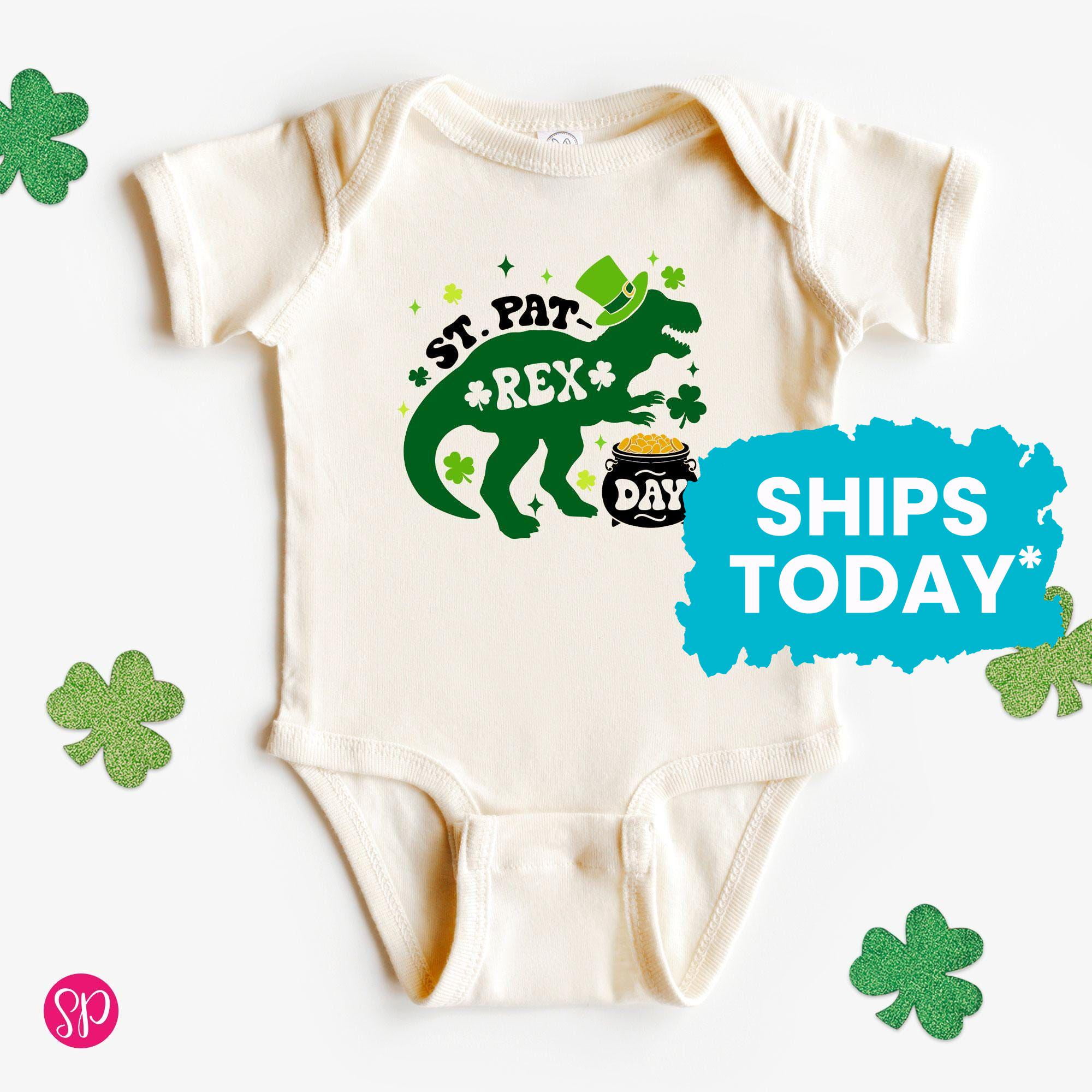 Bella Canvas with T-Rex Dinosaur, St Pat-Rex Day Infant Graphic Tee ...