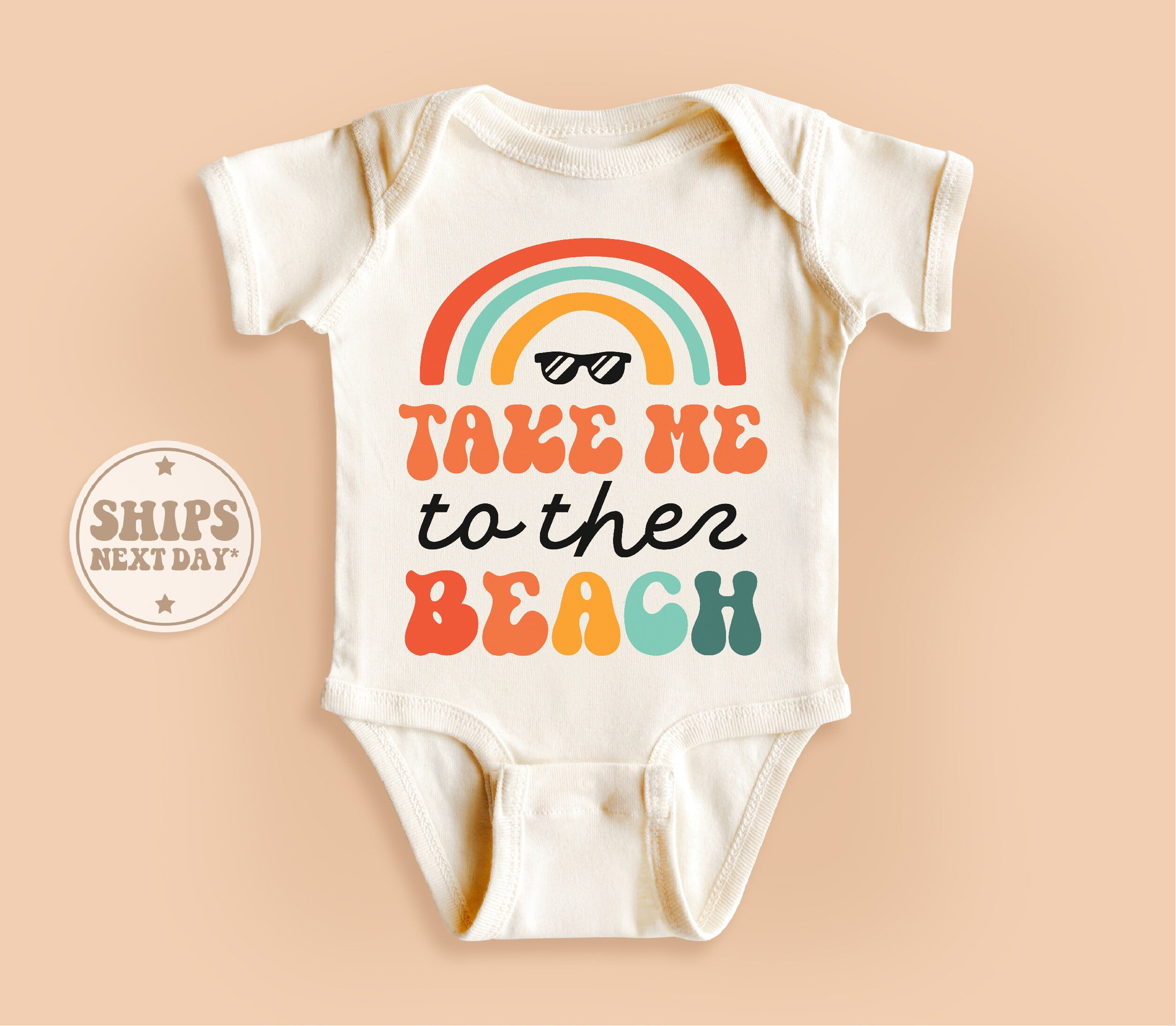 Bella Canvas with Take Me To The Beach, Summer, Retro Natural Baby Gift ...