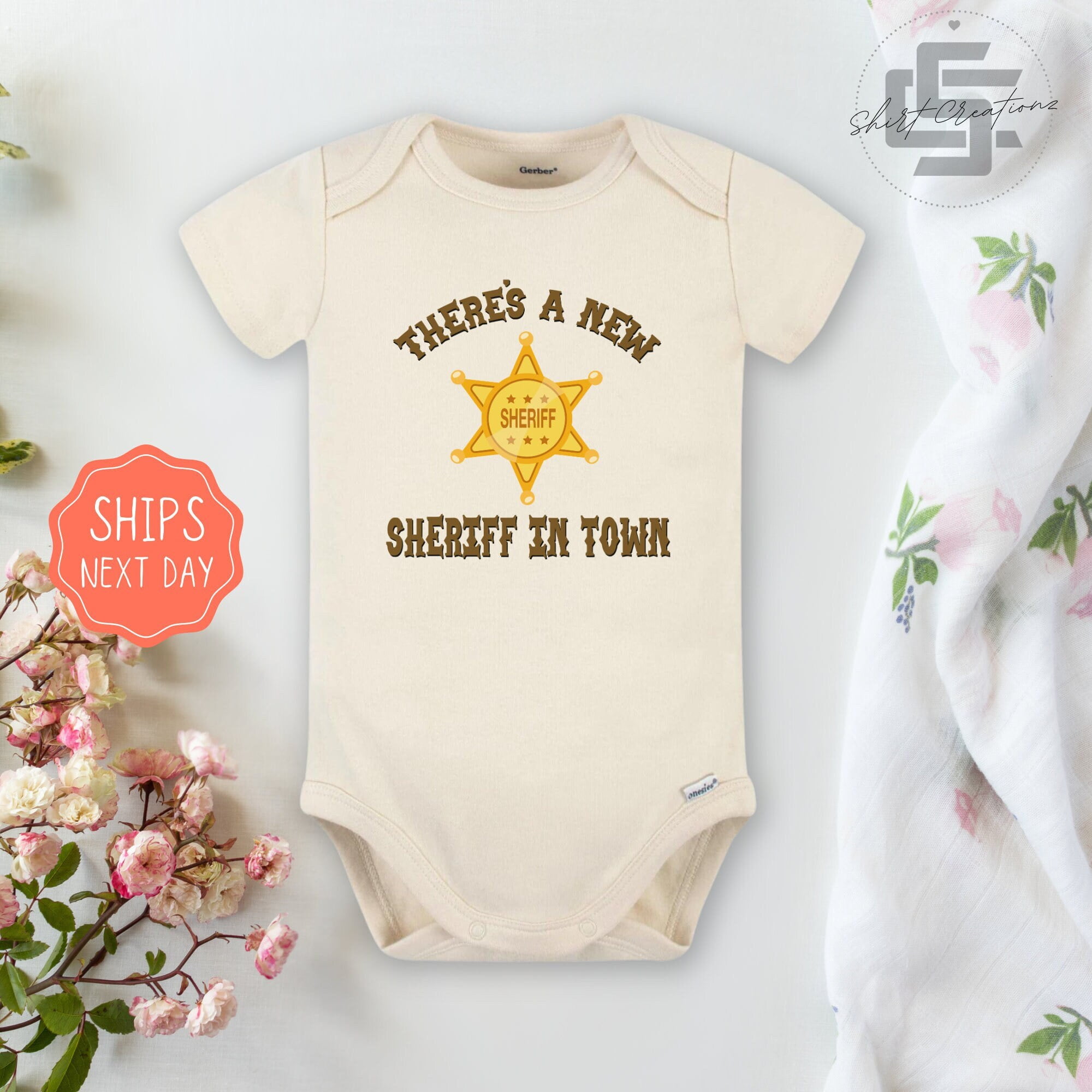 Bella Canvas with There'S A New Sheriff In Town, Cowboy, Sheriff Baby Body Suit. Cute Baby Gift ...