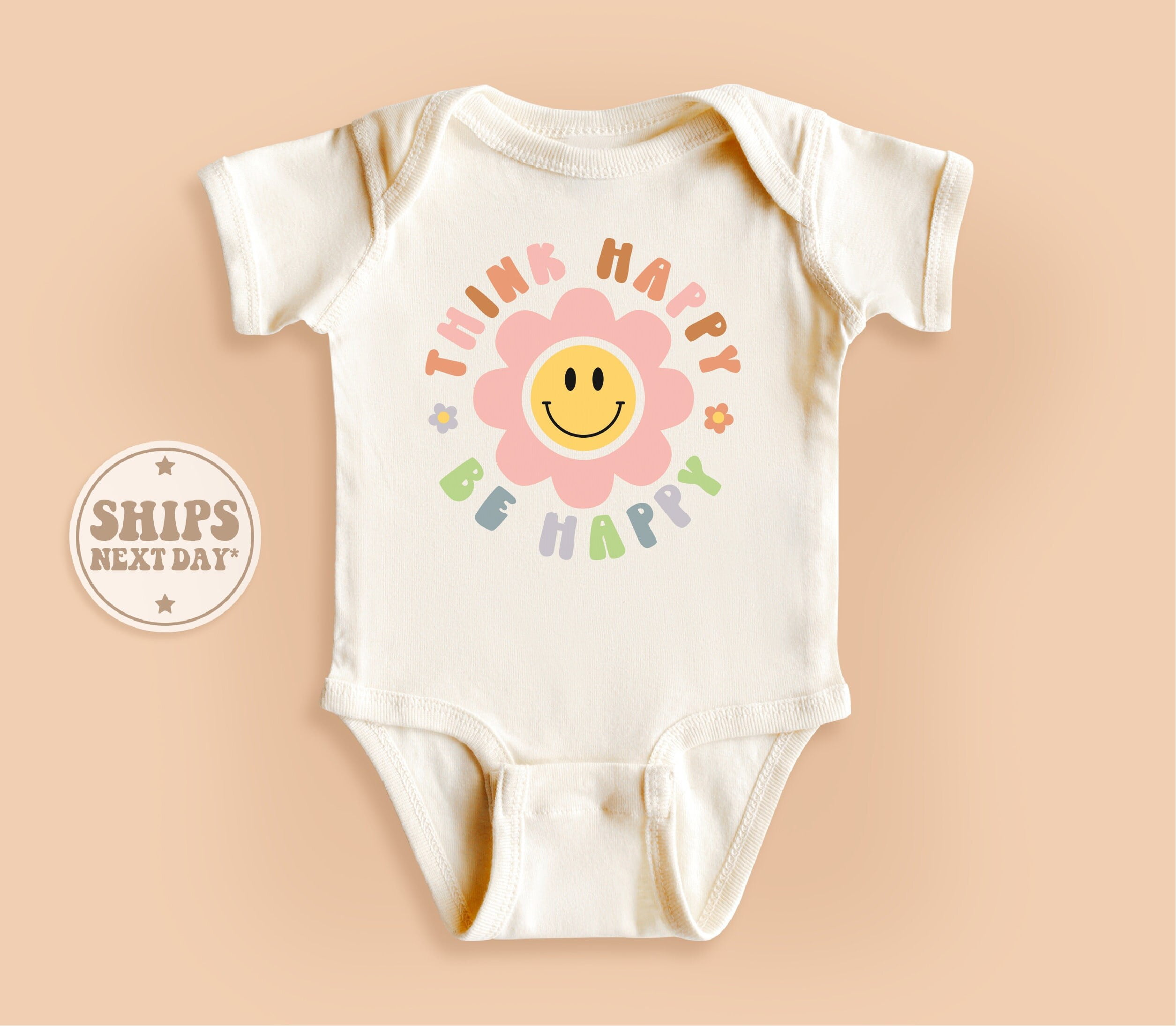 Bella Canvas with Think Happy Be Happy, Happy, , Baby Shower Gift ...