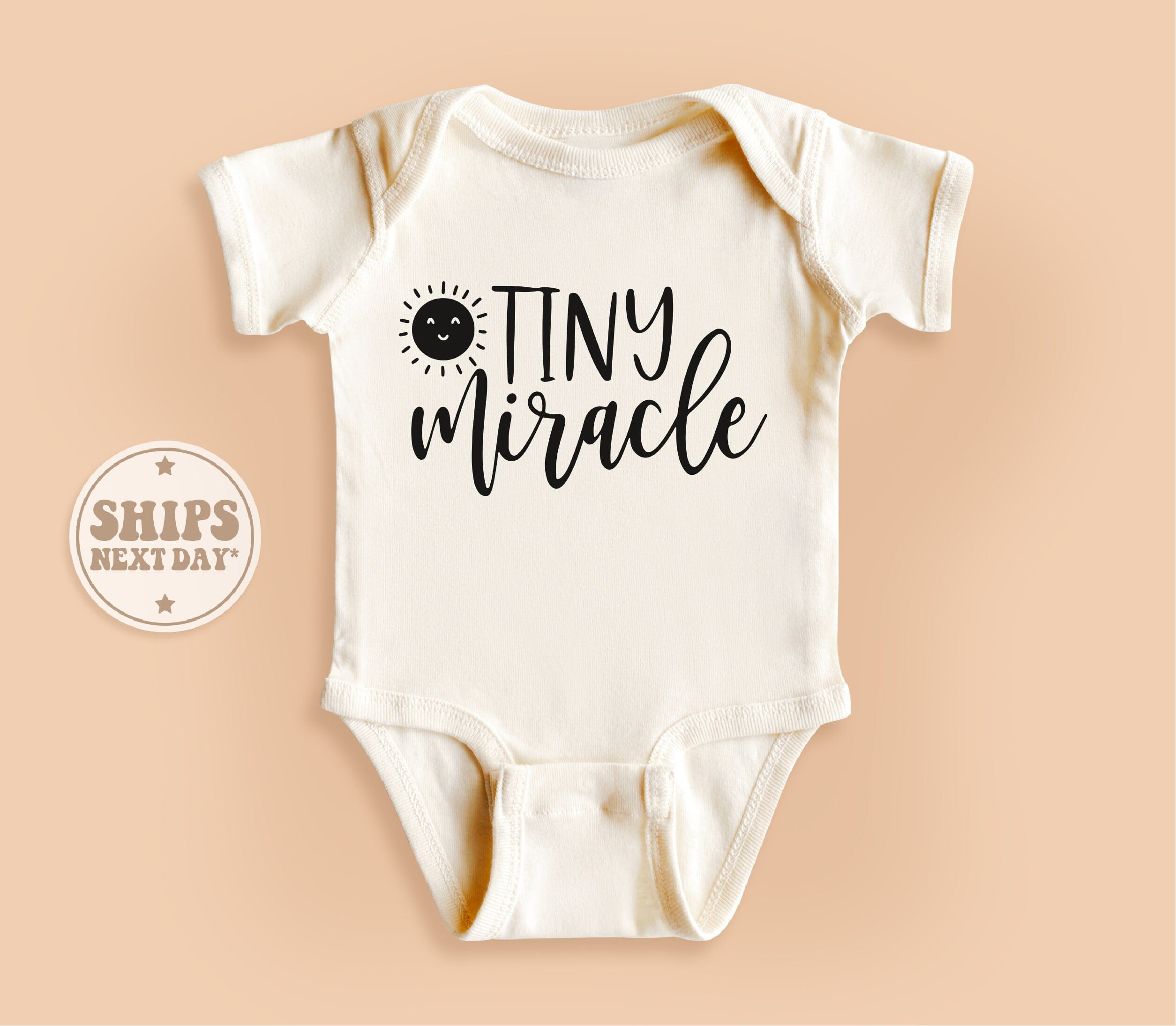Bella Canvas with Tiny Miracle, Ivf, Sun, Baby Gift Cute and Cool, Baby Boy or Girl Bodysuit ...