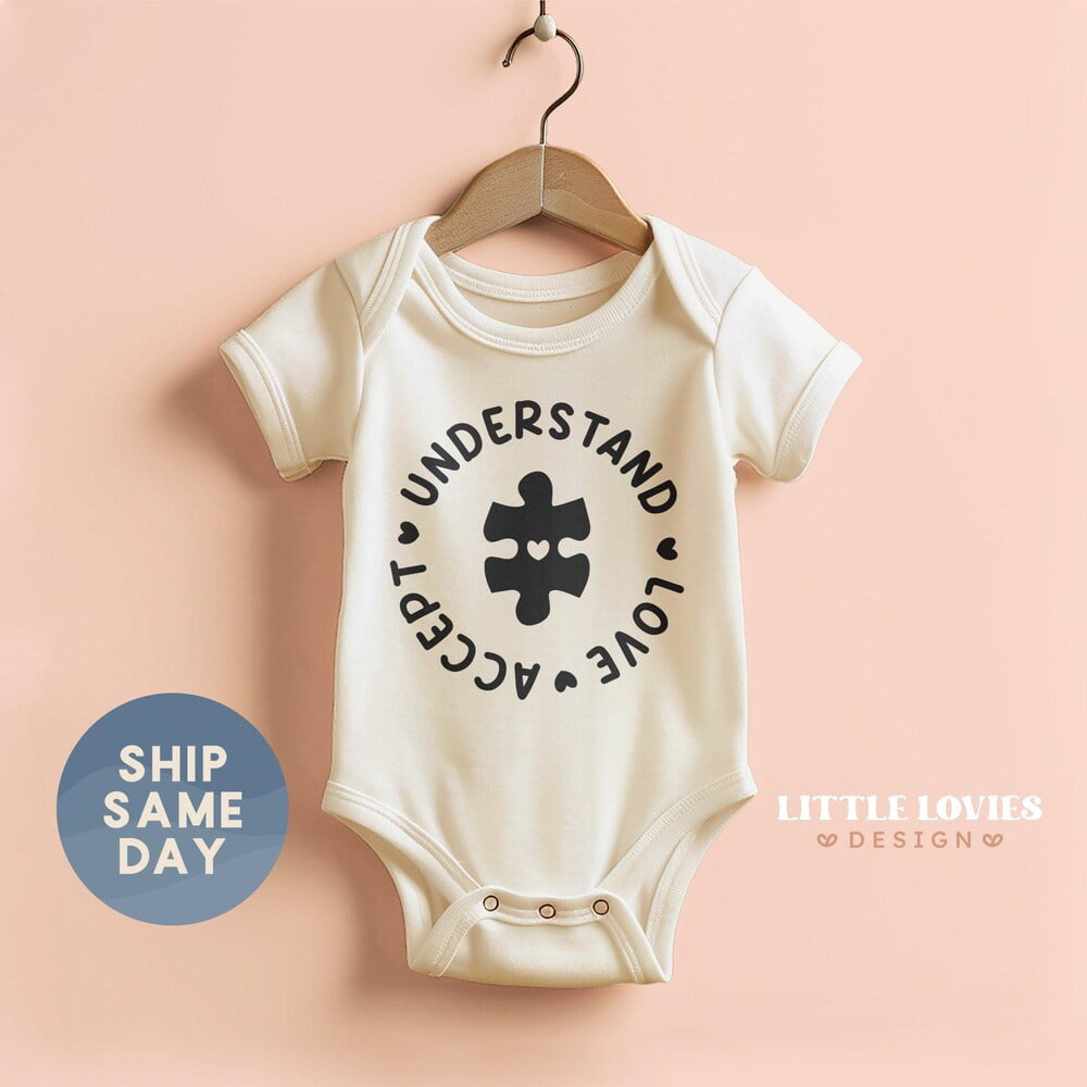 Bella Canvas with Understand Accept Love, Cute Puzzle Piece, Heart Baby ...