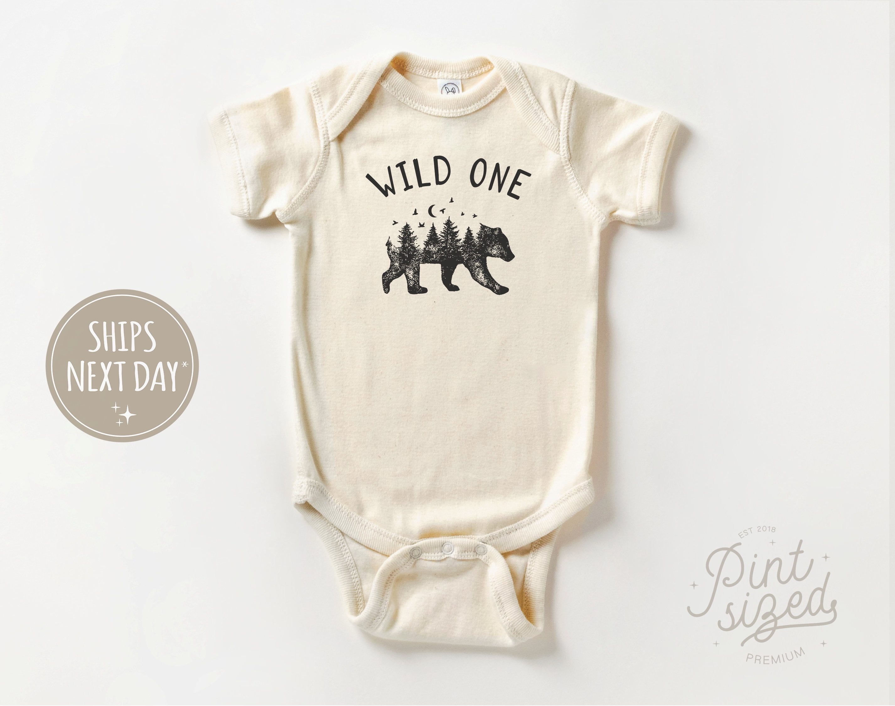 Bella Canvas with Wild One, Boho Bear, Boys First Birthday Cute Baby Boy or Girl Bodysuit Gift ...