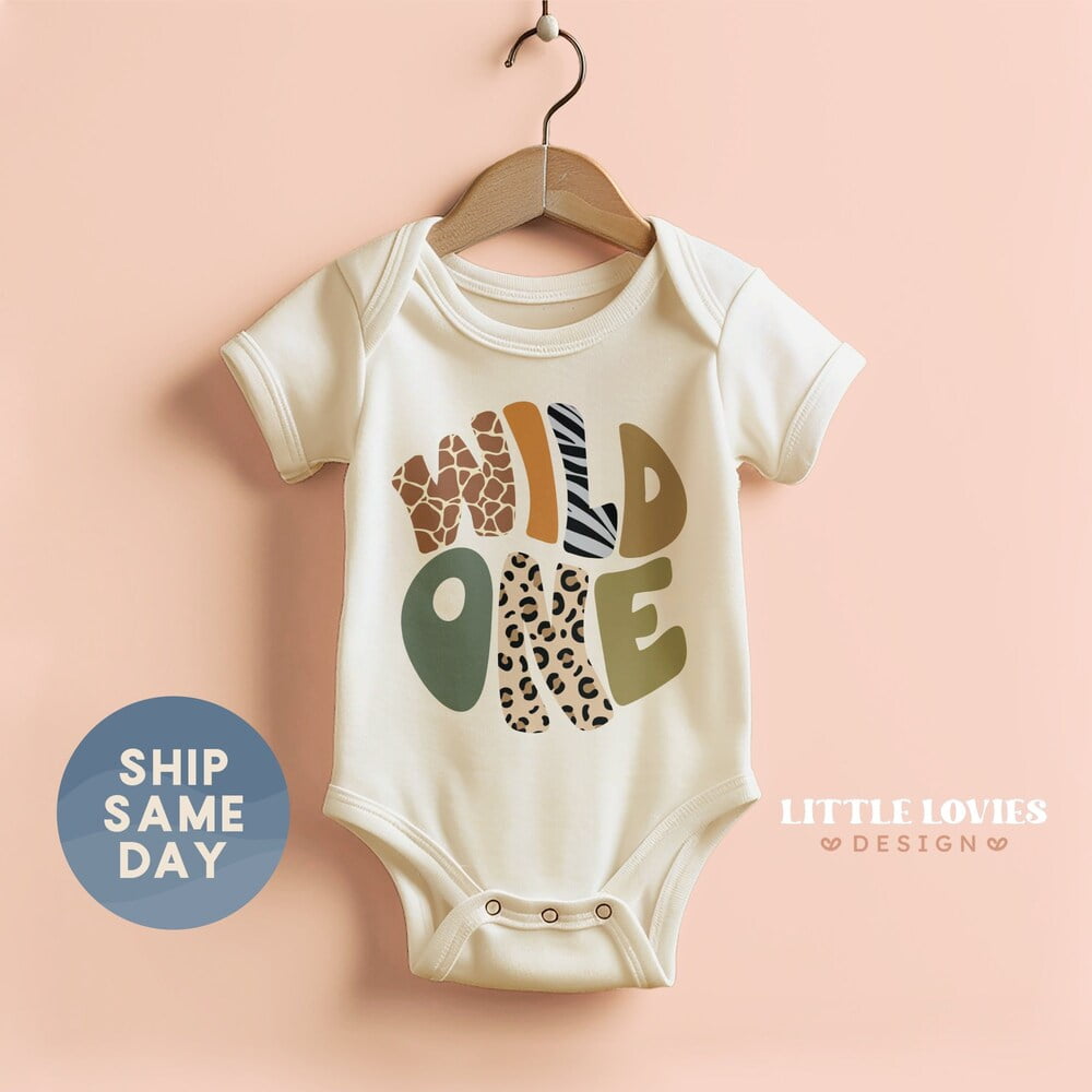 Bella Canvas with Wild Ones, One Year Old Safari, First Birthday, Baby'S 1St Birthday Gift, Cute ...