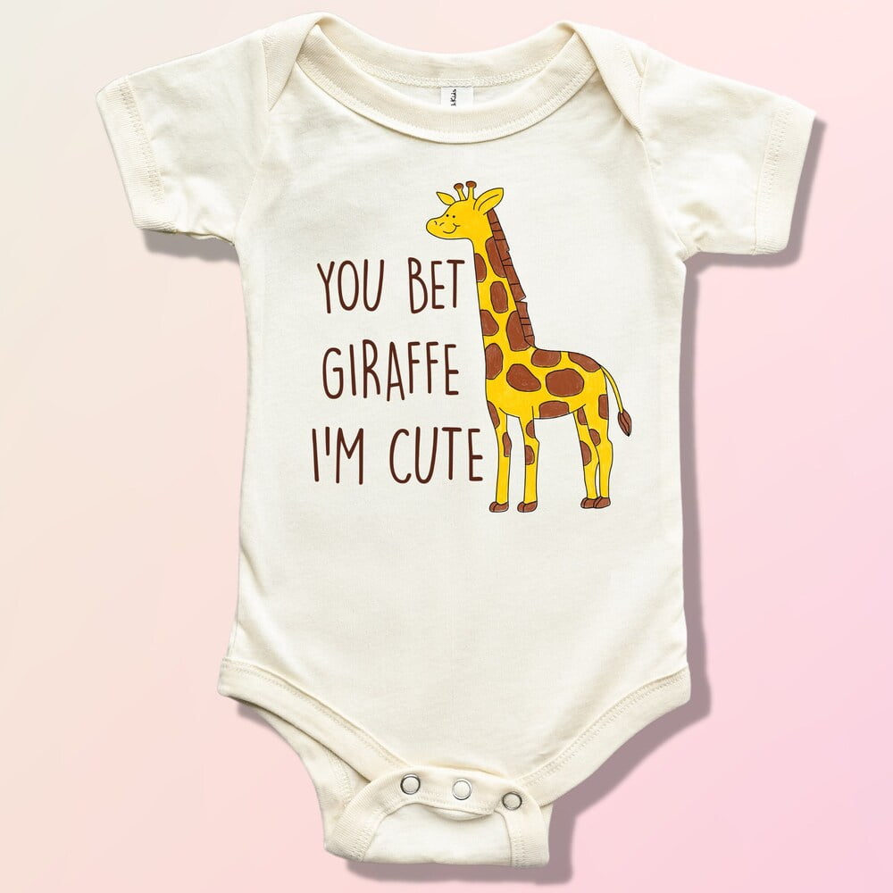 Bella Canvas with You Bet Giraffe I'M Cute, Funny Animal, Cute, Giraffe Baby Clothes, Cute ...