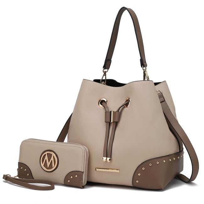 Bella Color Block Premium Bucket & Wallet, Taupe - Walmart.com