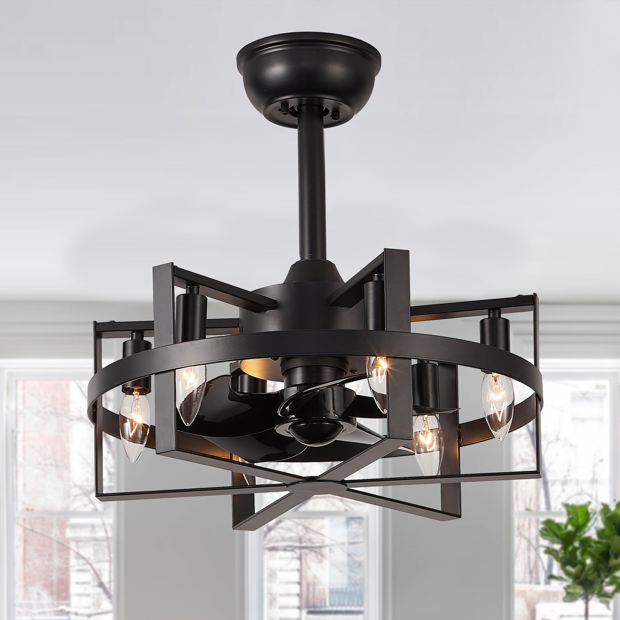 Bella Depot 18 Inches Octagonal Cage Ceiling Fan with Light and Remote ...