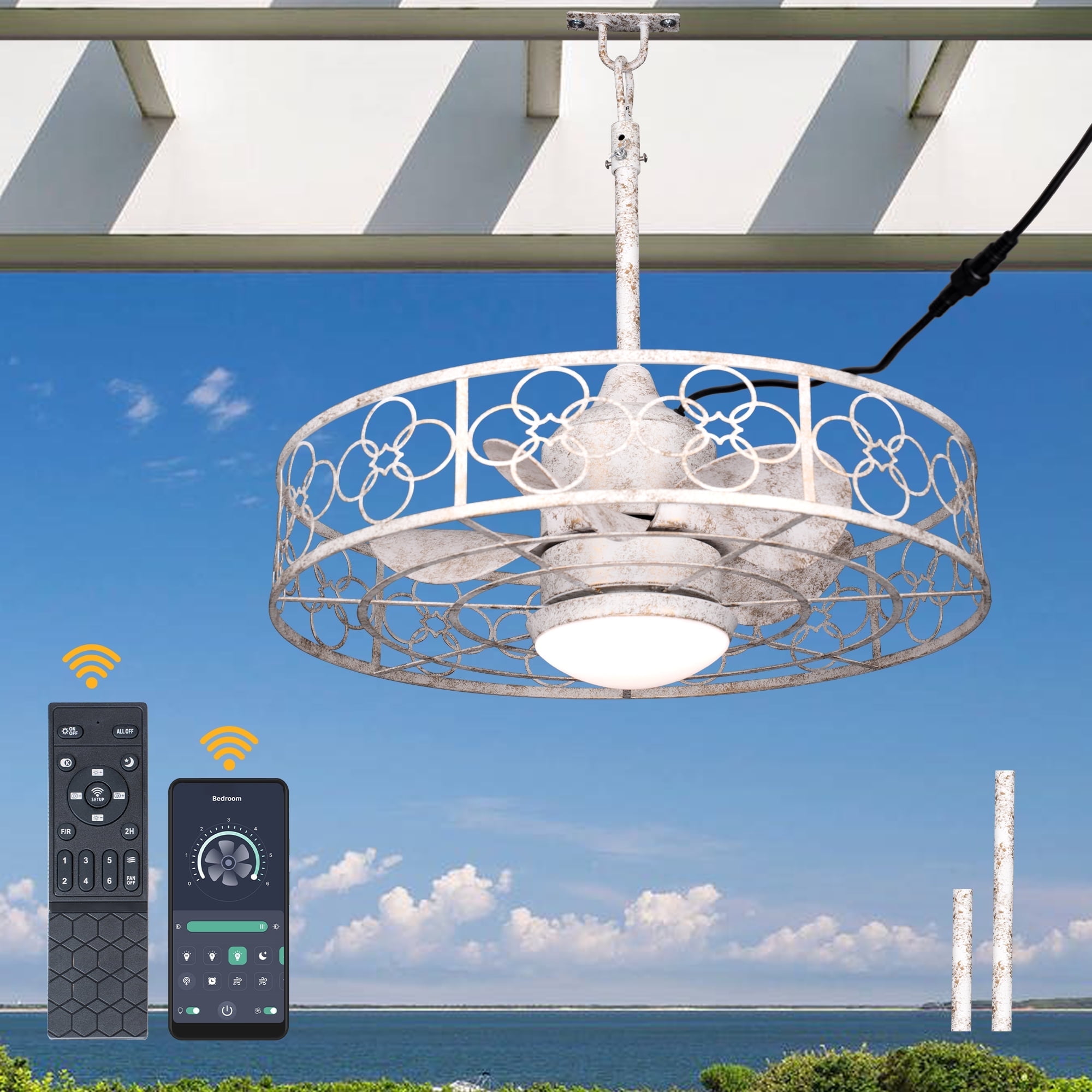 Bella Depot 20" Outdoor Plug Ceiling Fan 6-Speed Reversible with ...