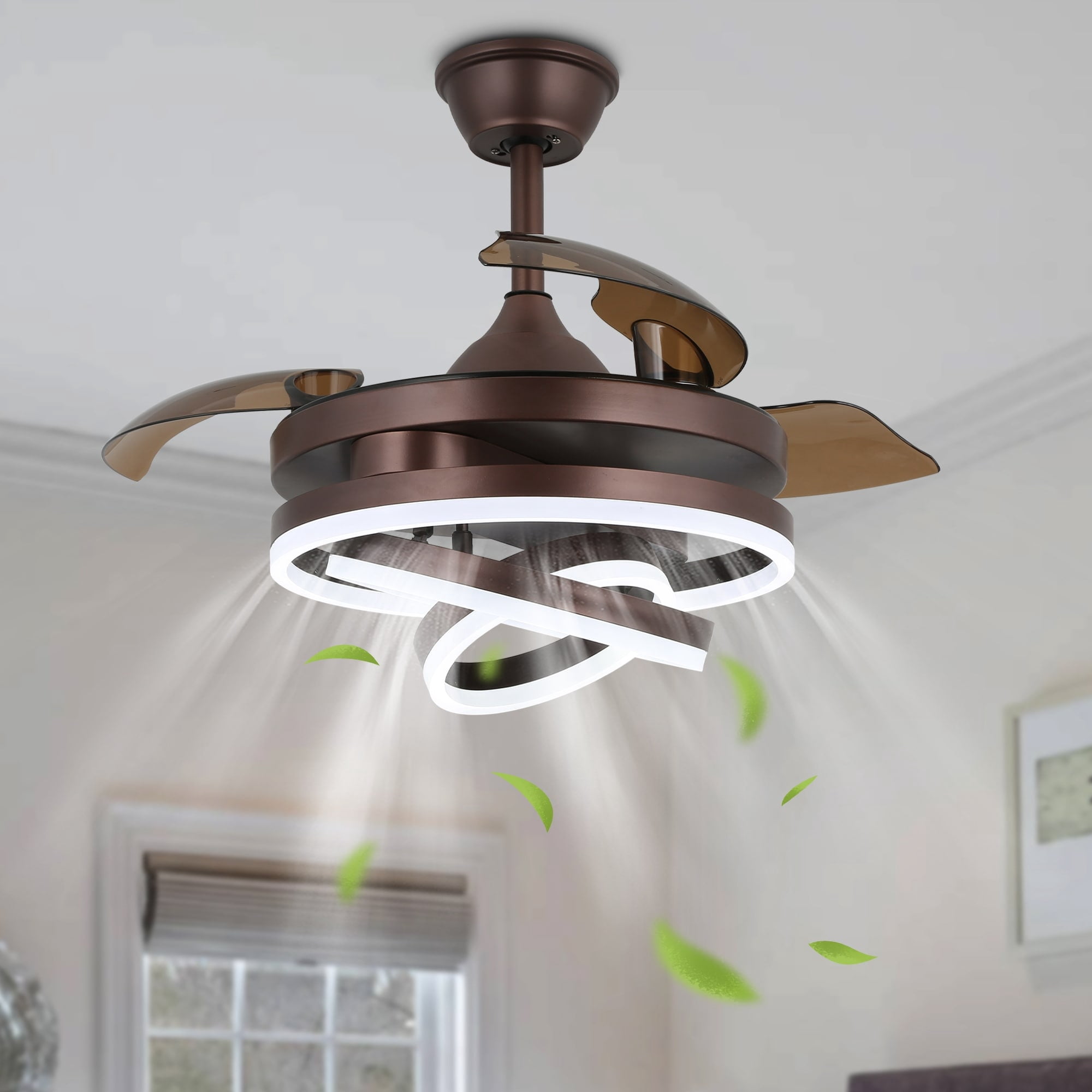 Bella Depot 42" Modern Retractable Ceiling Fan DIY Shape 6-Speed ...