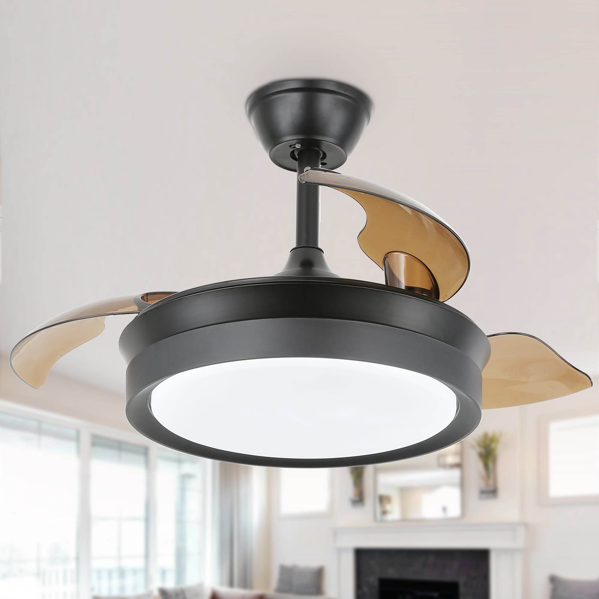 Bella Depot 42" Modern Retractable Ceiling Fan with Led Light, 6-speed ...