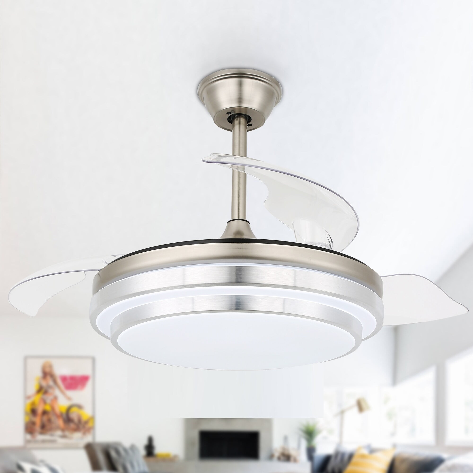 Bella Depot 42" Reversible Ceiling Fan with Retractable Blades,6 Speed ...