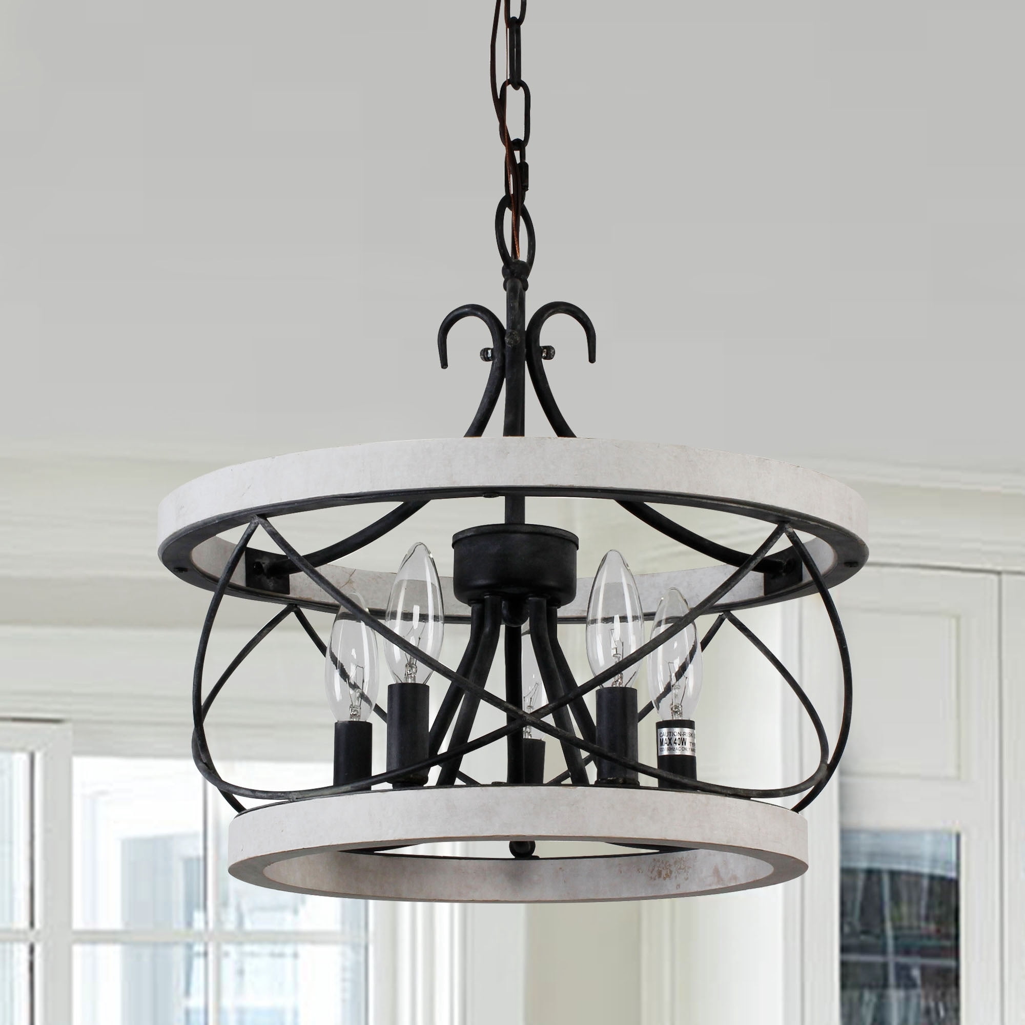Bella Depot 5-Light Rustic Cage Wood Chandelier Dimmable Lighting ...