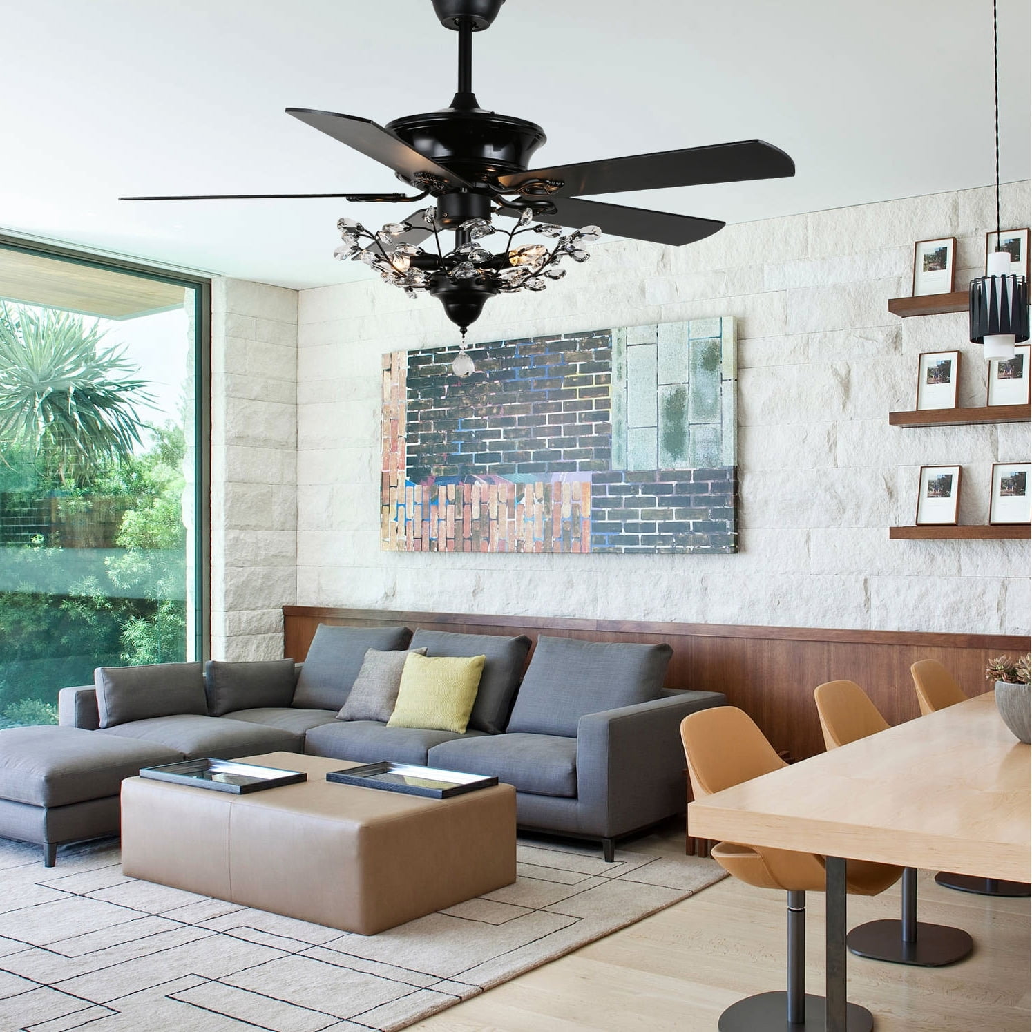 Bella Depot 52-inch Modern 5-Blade Reversible Branches Crystal Ceiling ...