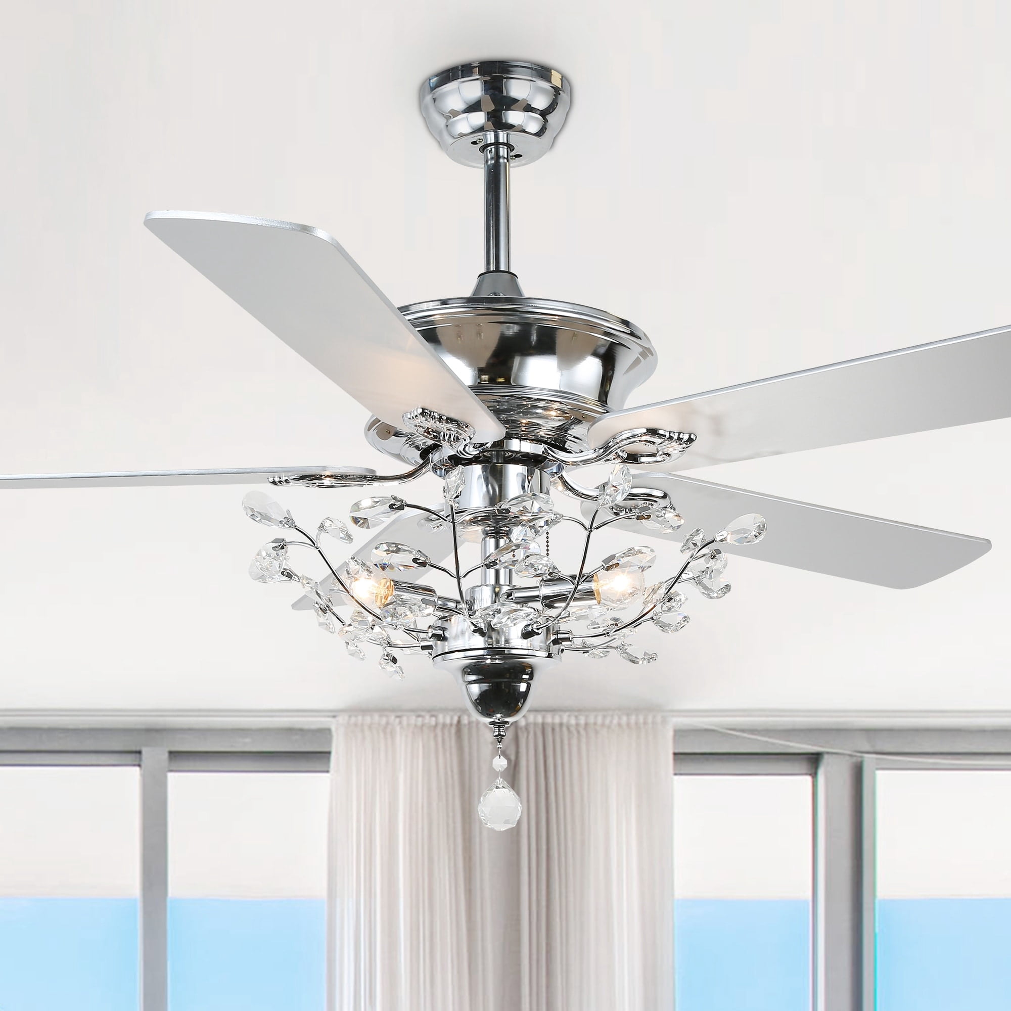 Bella Depot 52-inch Modern 5-Blade Reversible Branches Crystal Ceiling ...