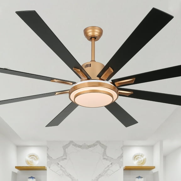 Bella Depot 20" Modern Gold Drum Ceiling Fan with Light and Remote 6 ...