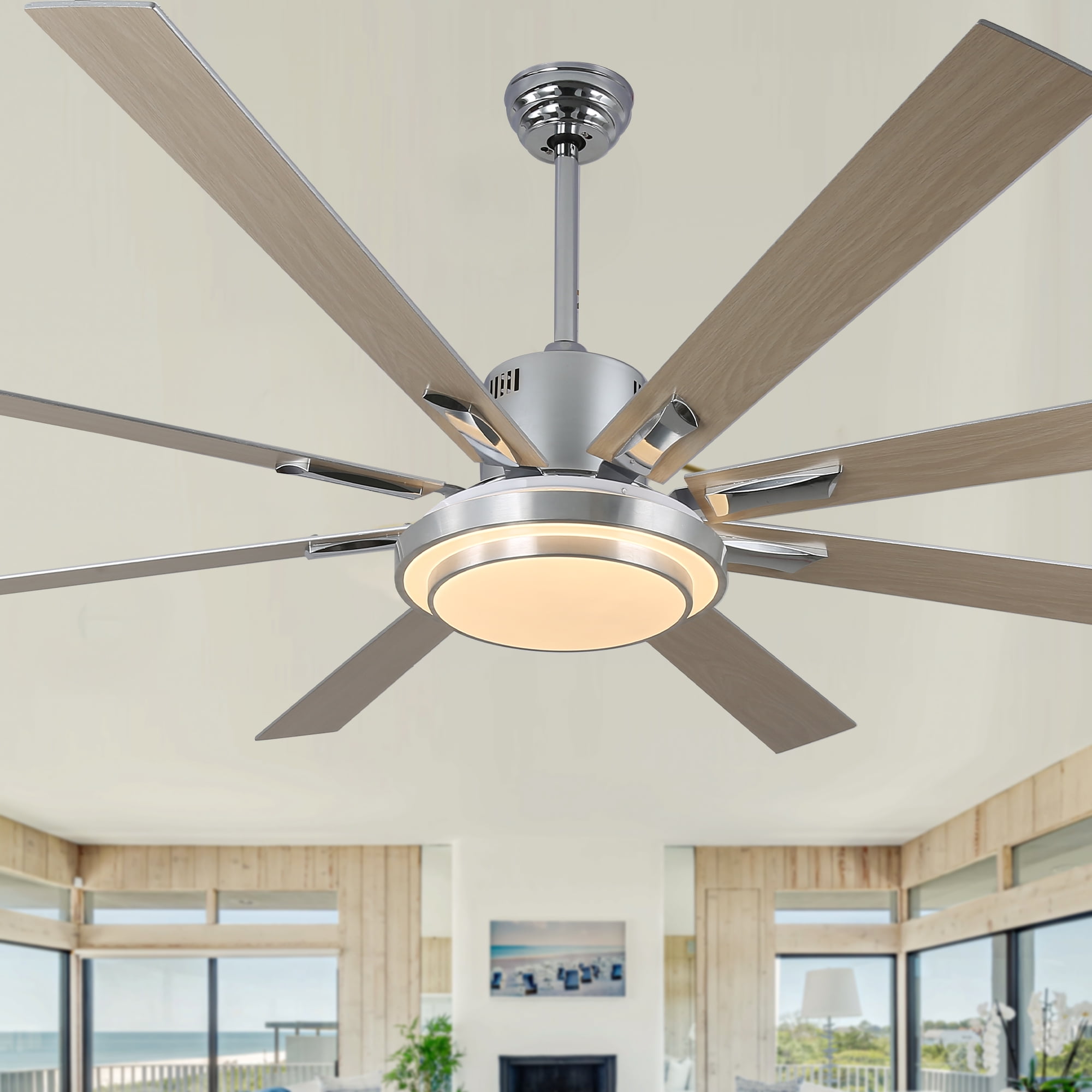 Bella Depot 72" Modern Silver LED Ceiling Fan 6-Speed Reversible ...