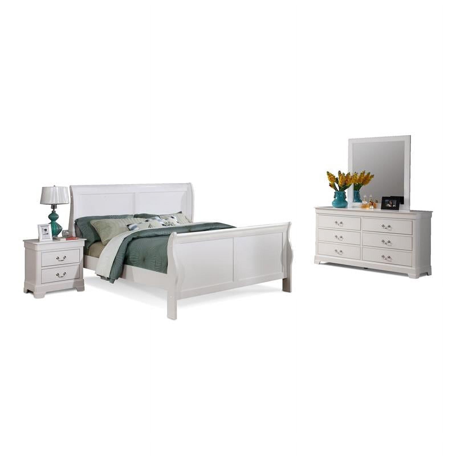 Bella Esprit 4-Piece Traditional Solid Wood Queen Bedroom Set, White ...