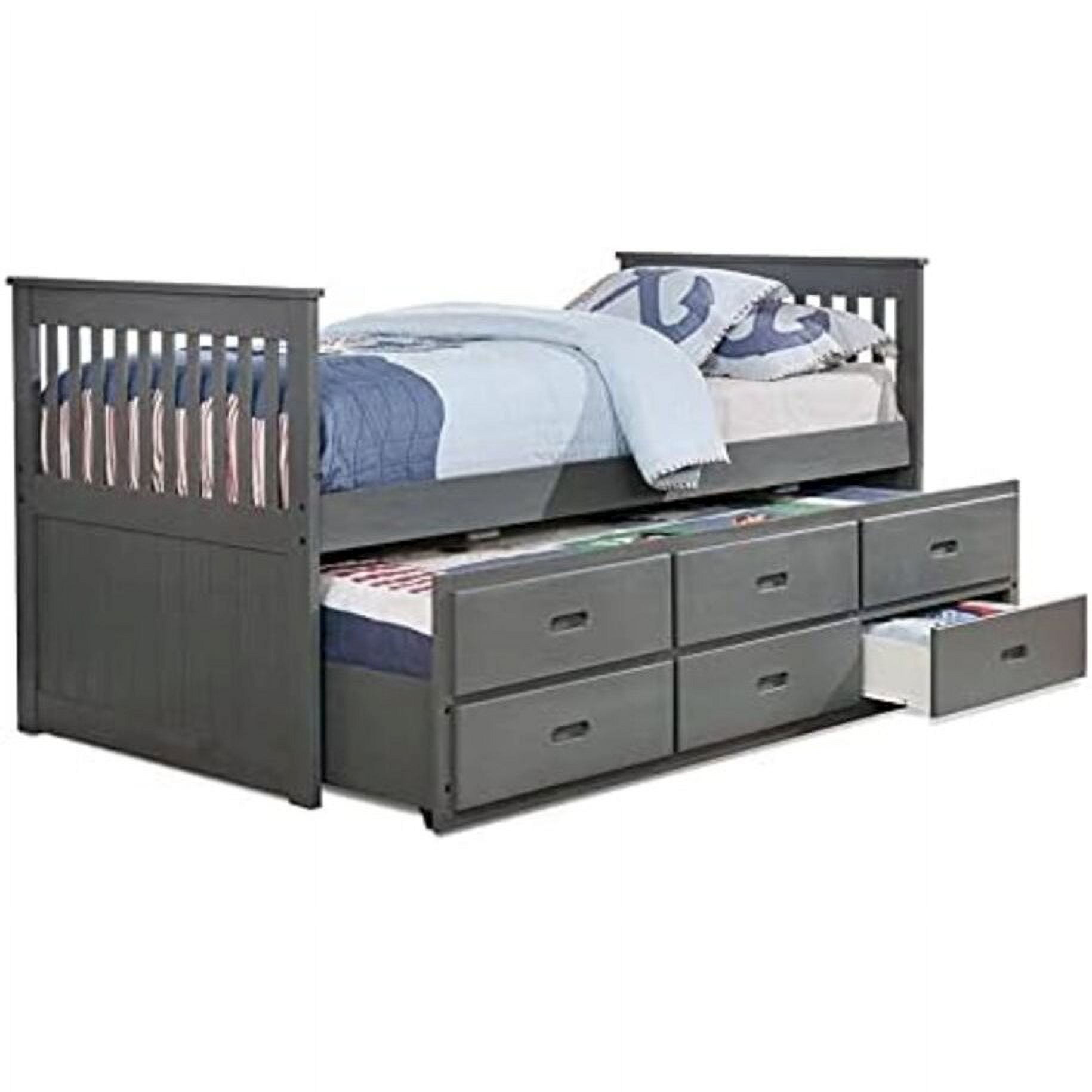 Bella Esprit Hugo Twin Over Twin Trundle Bed with 3 Drawers - Grey ...