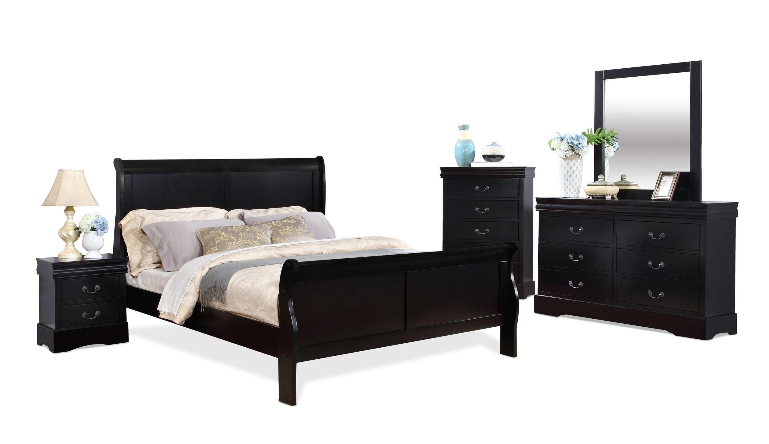 Bella Esprit Queen Size Sleigh Bed, Black - Walmart.com
