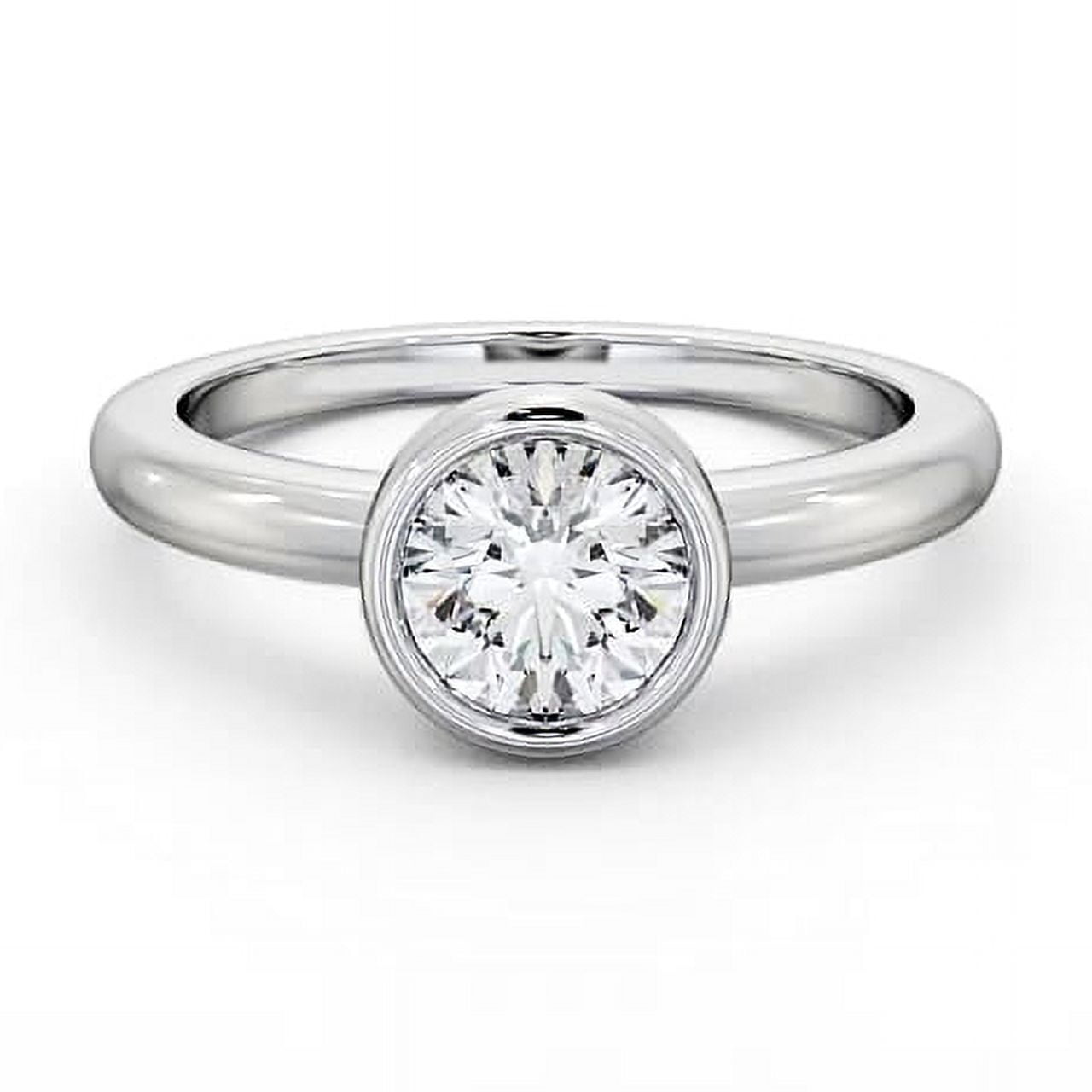 Bella Jewel 1.6 Ct Round Cut Lab Created Diamond Bezel Set Engagement ...