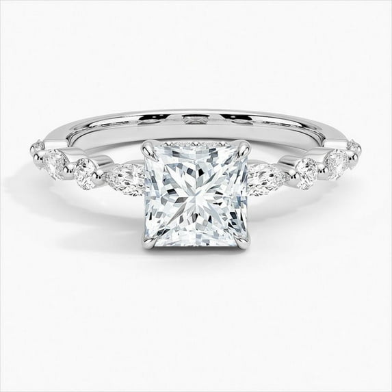 Bella Jewel 1.72 Ct Princess Cut Lab Created Diamond Wedding Ring - Ring in 14K White Gold ...