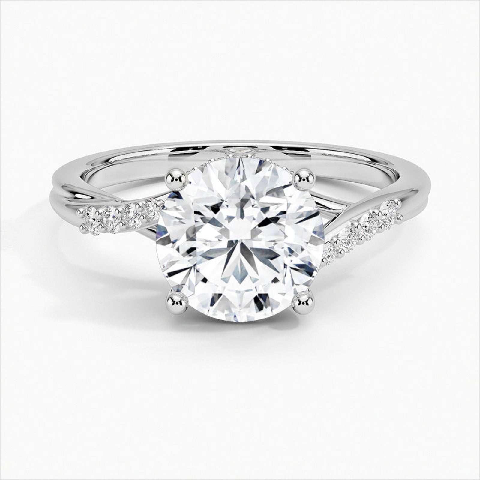 Bella Jewel 1.79 Ct Brilliant Round Cut Diamond Ring - 14K White Gold Plated - Elegant Split ...