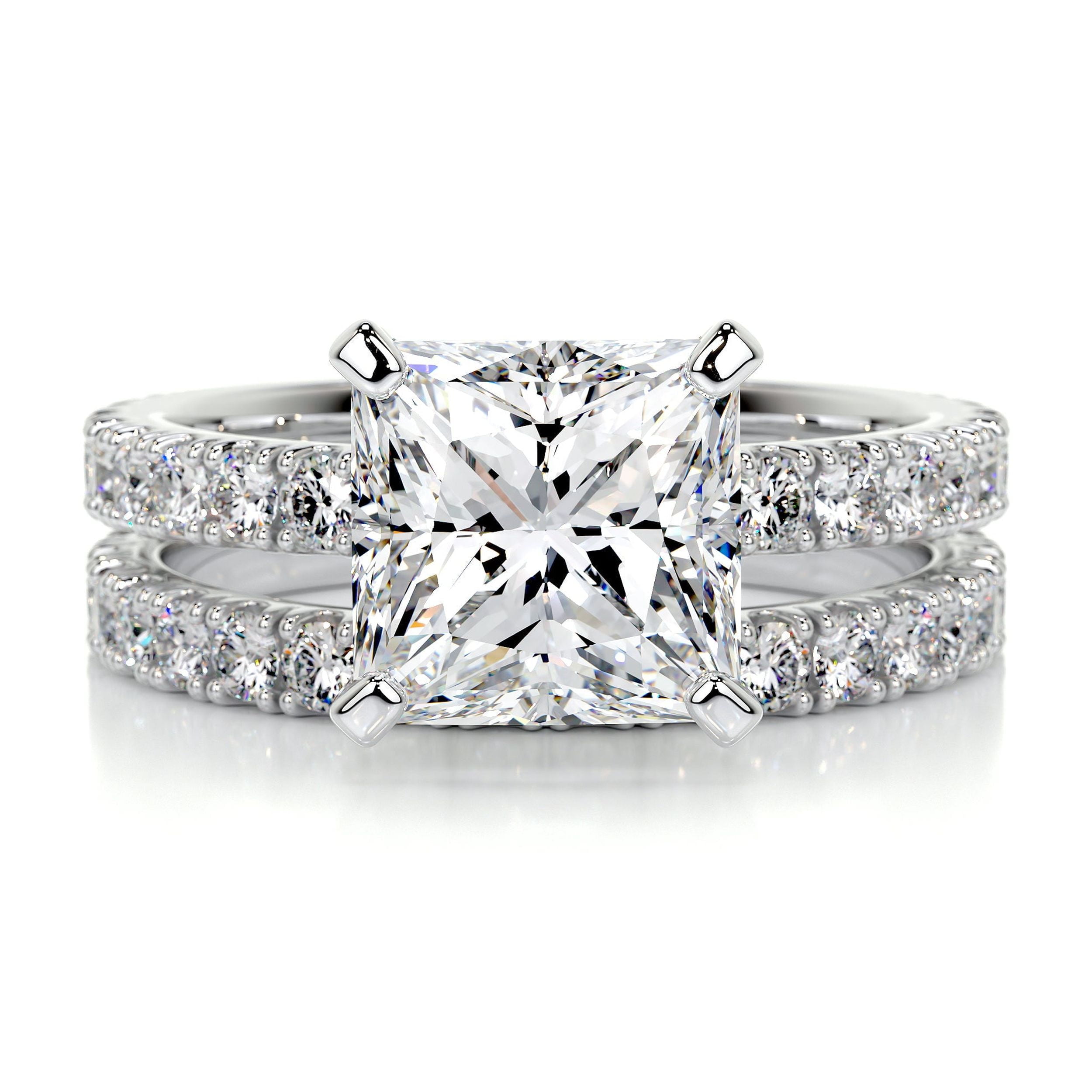 Bella Jewel 1.8 Ct Princess Cut Two Eternity Bridal Band Engagement ...