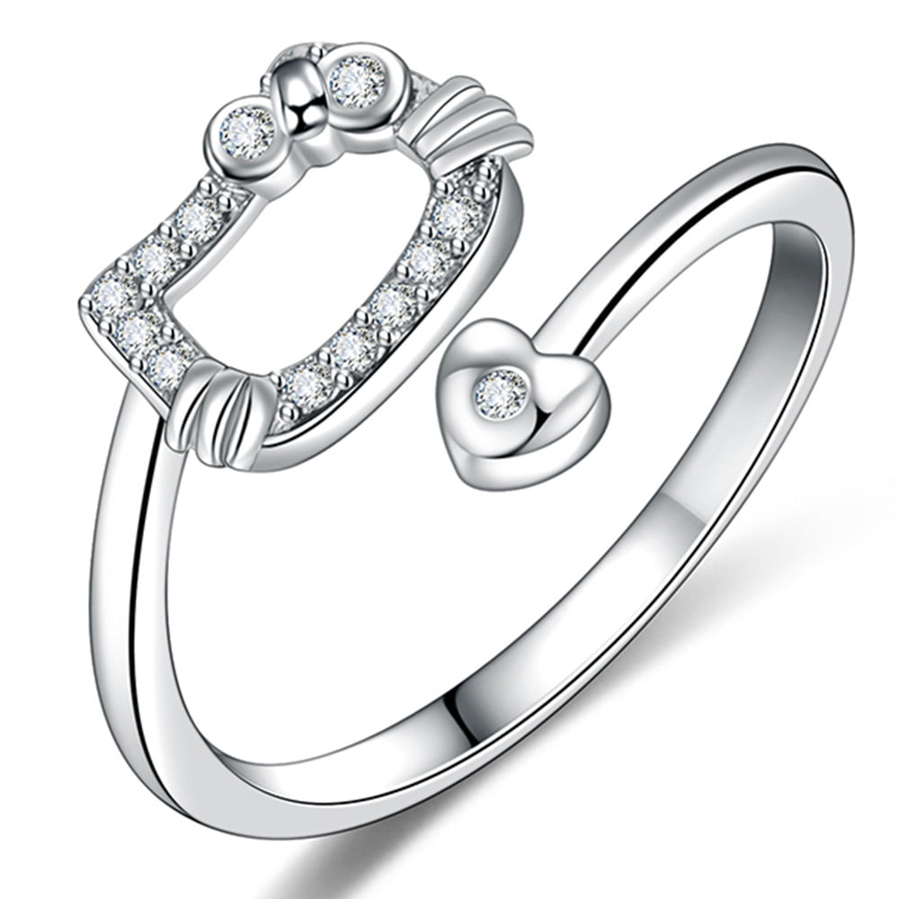 Bella Jewel 1 Ct Round Cut Kitty Cat Bypass Ring for Women - Bezel Set ...