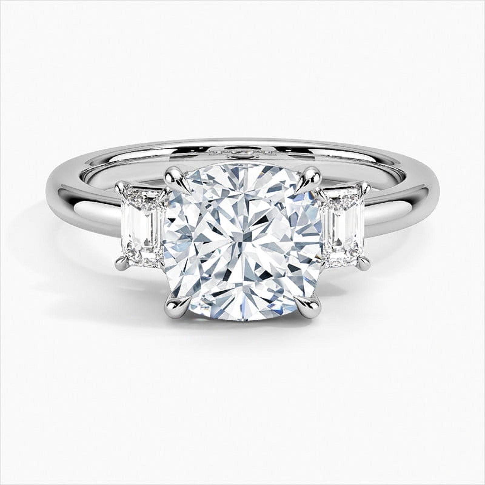 Bella Jewel 14K White Gold Plated 2.43 Ct Cushion Cut Diamond Ring - Stunning Three Stone Style ...