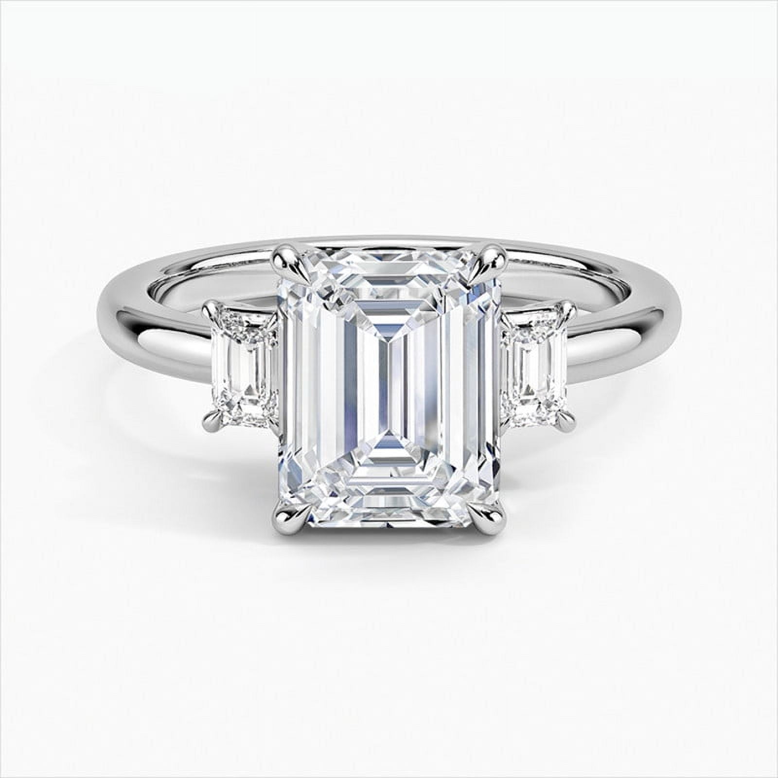 Bella Jewel 14K White Gold Plated 2.54 Ct Emerald Cut Diamond Ring - Dazzling Three Stone Design ...
