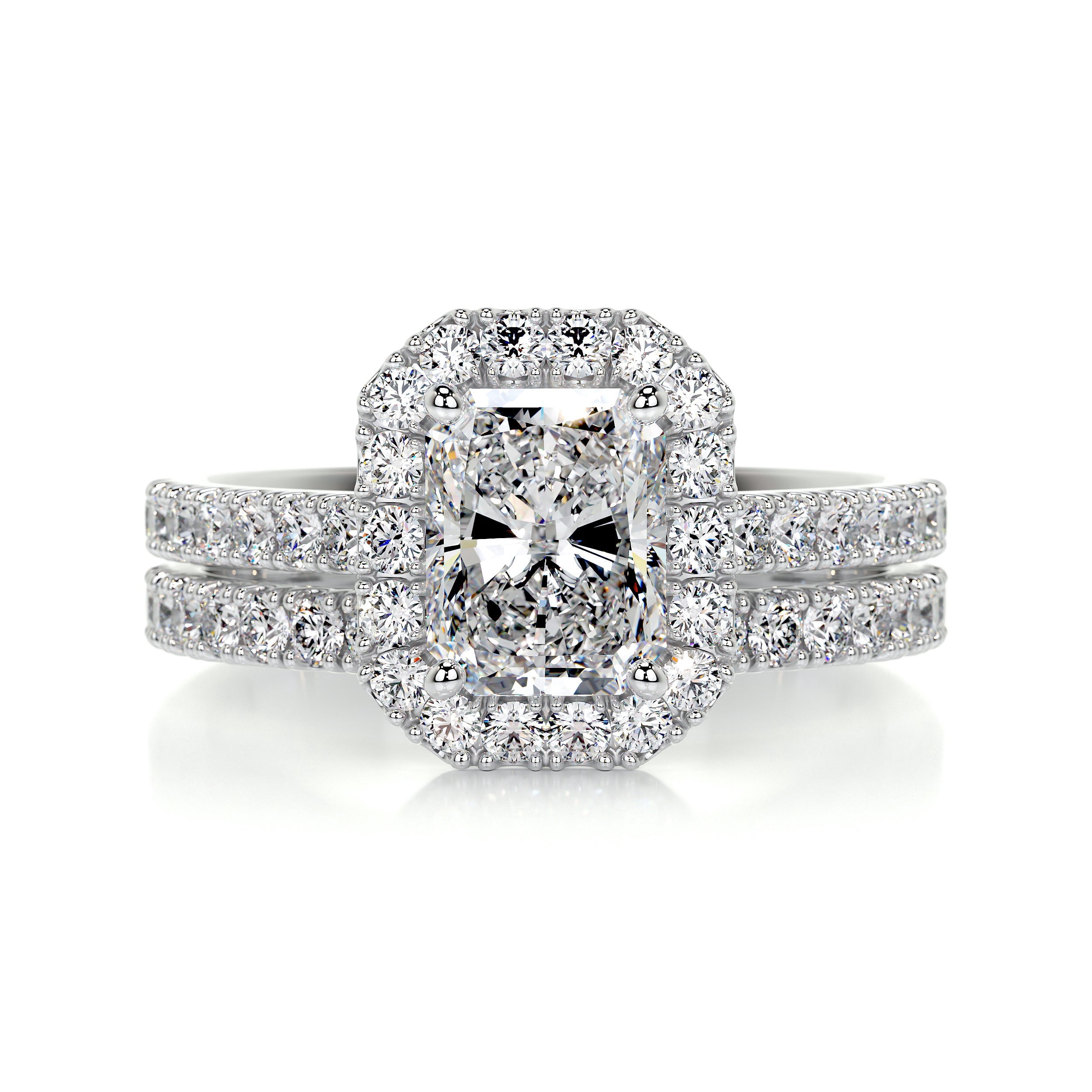 Bella Jewel 14K White Gold Plated Radiant Cut Halo Two Eternity Diamond ...