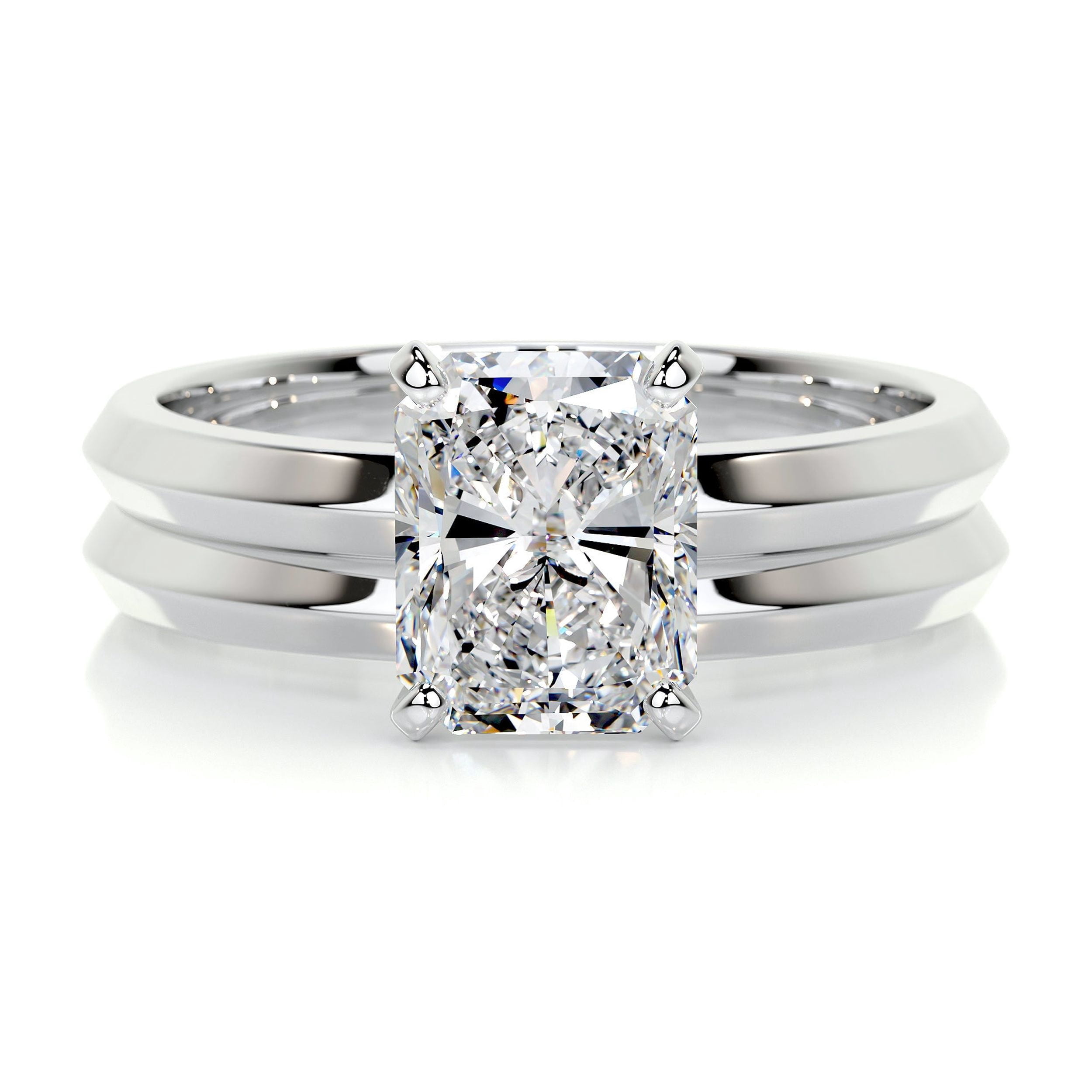 Bella Jewel 14K White Gold Plated Radiant Cut Solitaire Diamond Ring ...