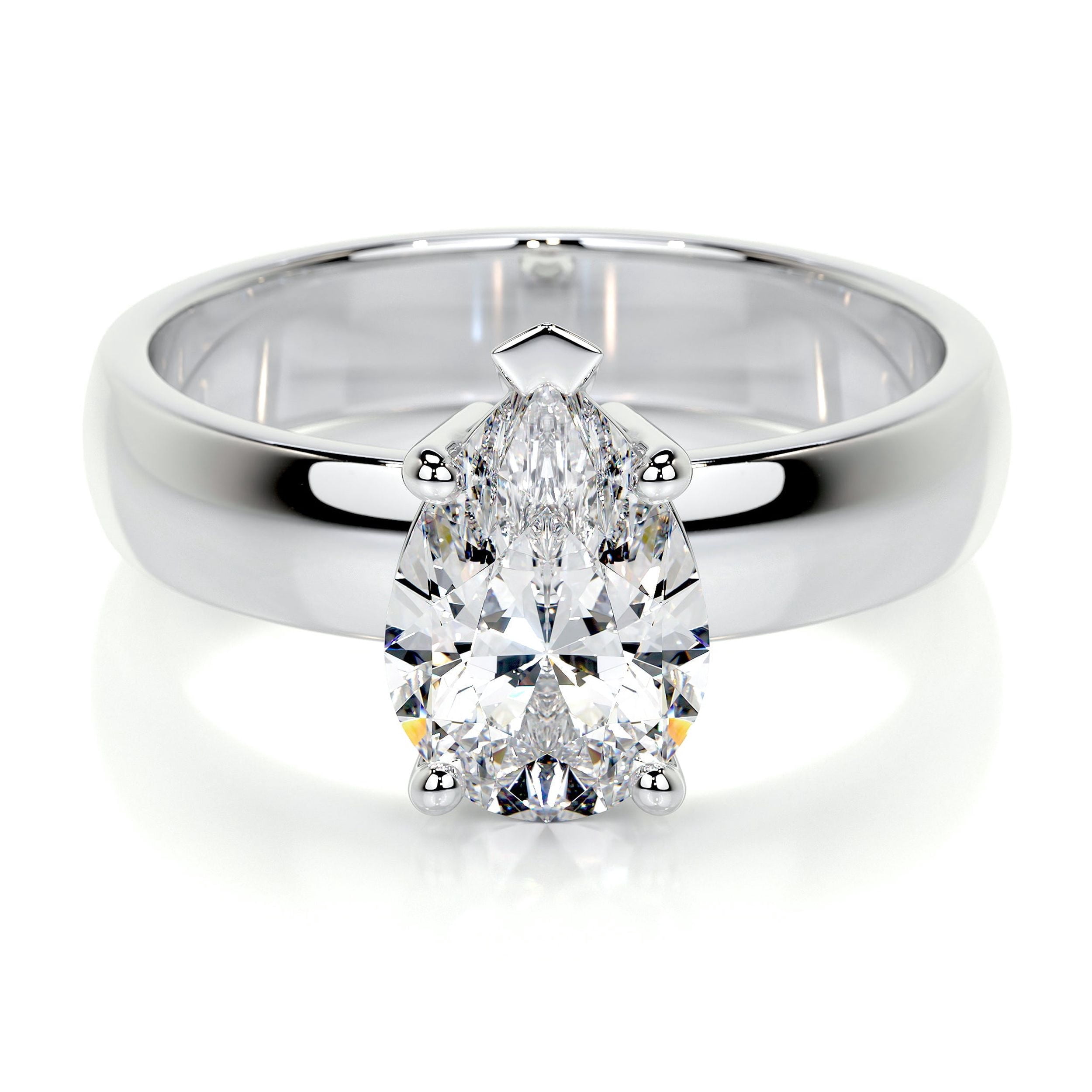 Bella Jewel 14K White Gold Plated Ring for Her - Pear Cut Excellent 2 ...