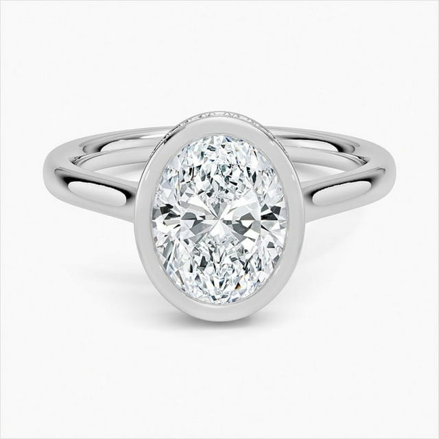 Bella Jewel 2.04 Ct Oval Lab Created Diamond Ring - 14K White Gold ...