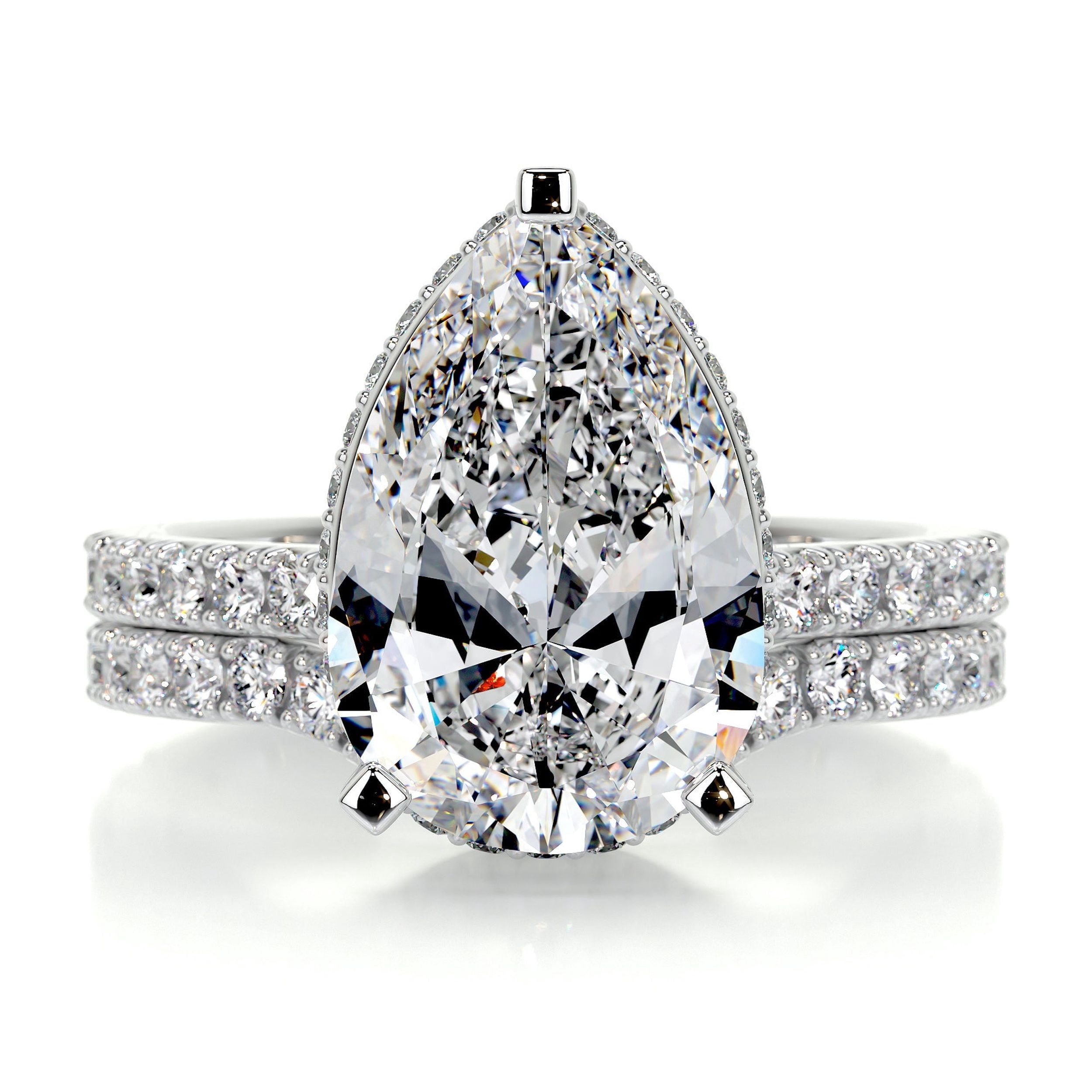 Bella Jewel 2.6 Ct Pear Cut Hidden Halo Two Eternity Diamond Ring - Lab ...