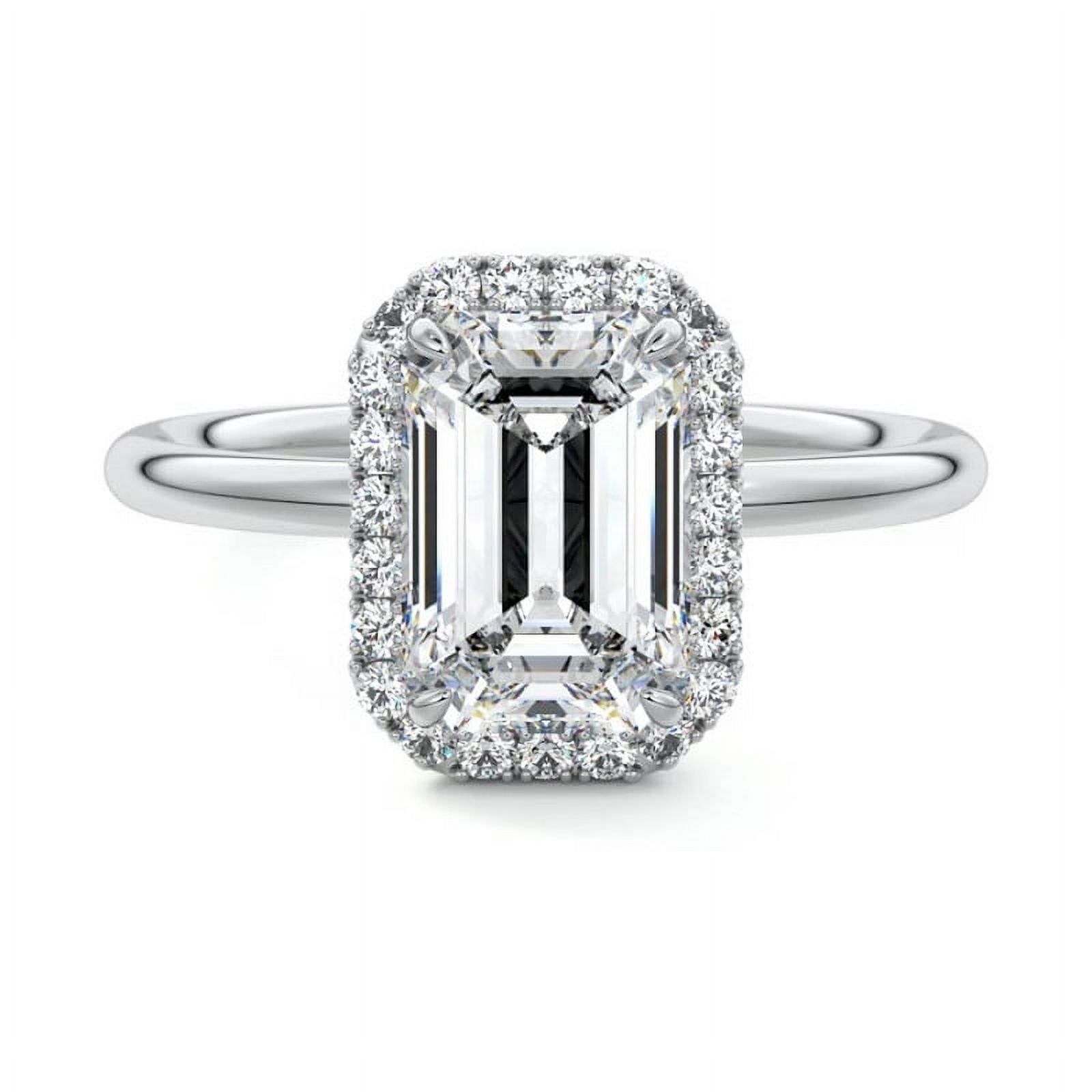 Bella Jewel 2 Ct Emerald Cut Lab Created Simulated Diamond - 14K White ...