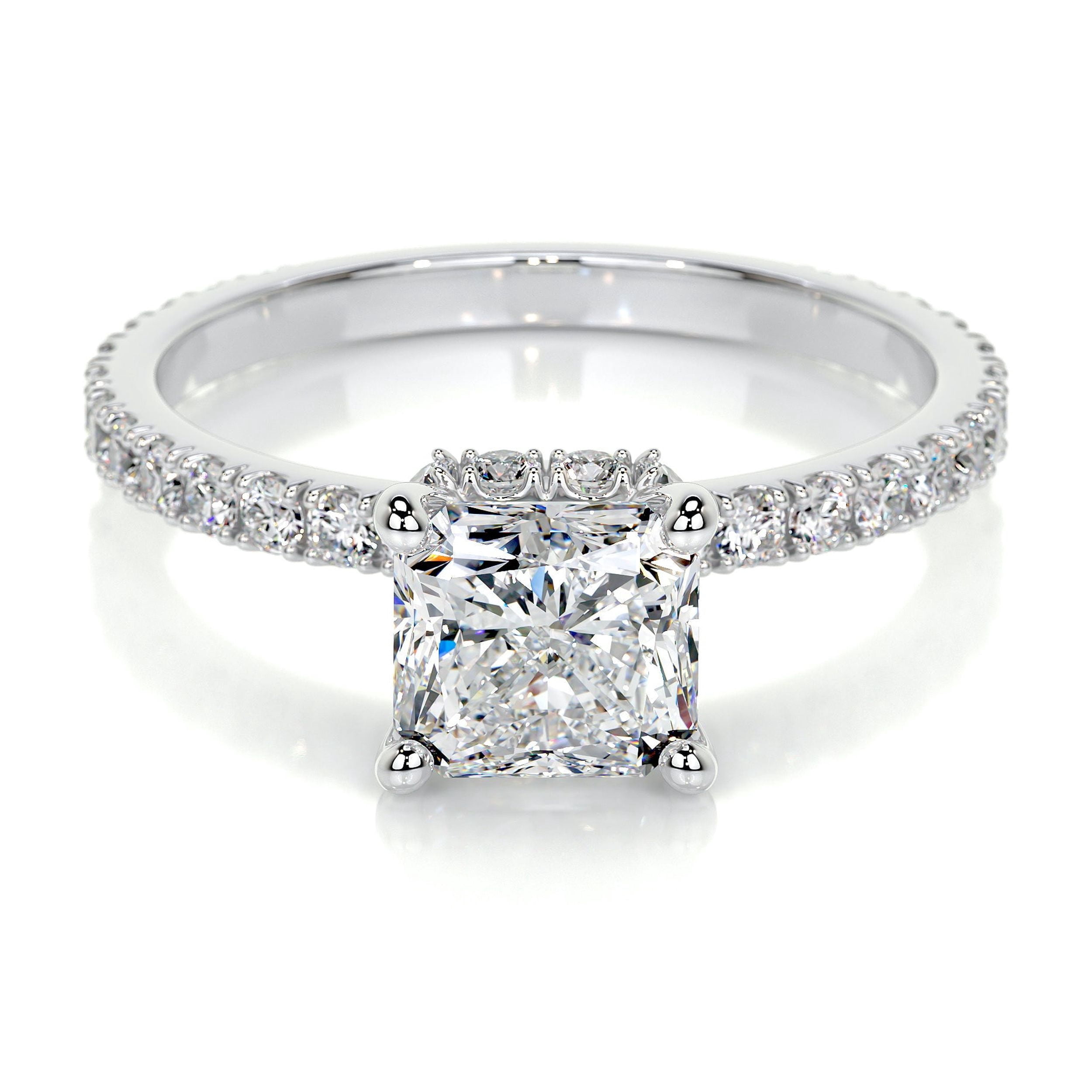 Bella Jewel Anniversary Ring - 14K White Gold Plated Ring - Princess ...