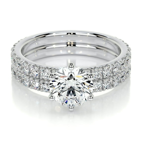 Bella Jewel Beautiful Round Cut Two Eternity Band Diamond Ring - 1.9 Ct ...