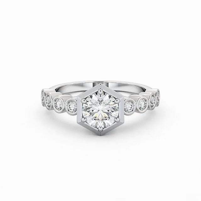 Bella Jewel Brilliant 1.9 Ct Round Cut Hexagon Bezel Design Engagement ...