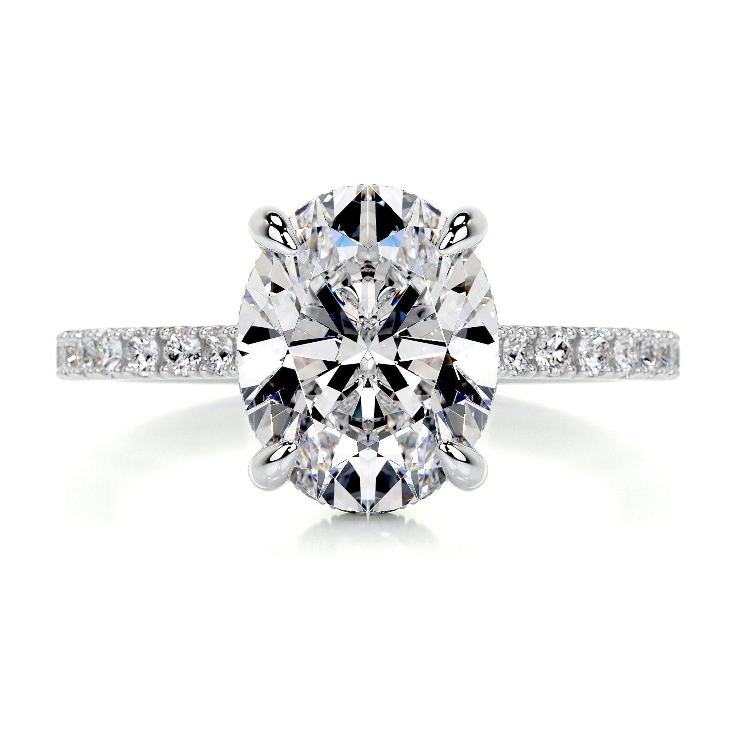 Bella Jewel Elegant 2 Ct Oval Cut Hidden Halo Surprise Diamond Ring ...