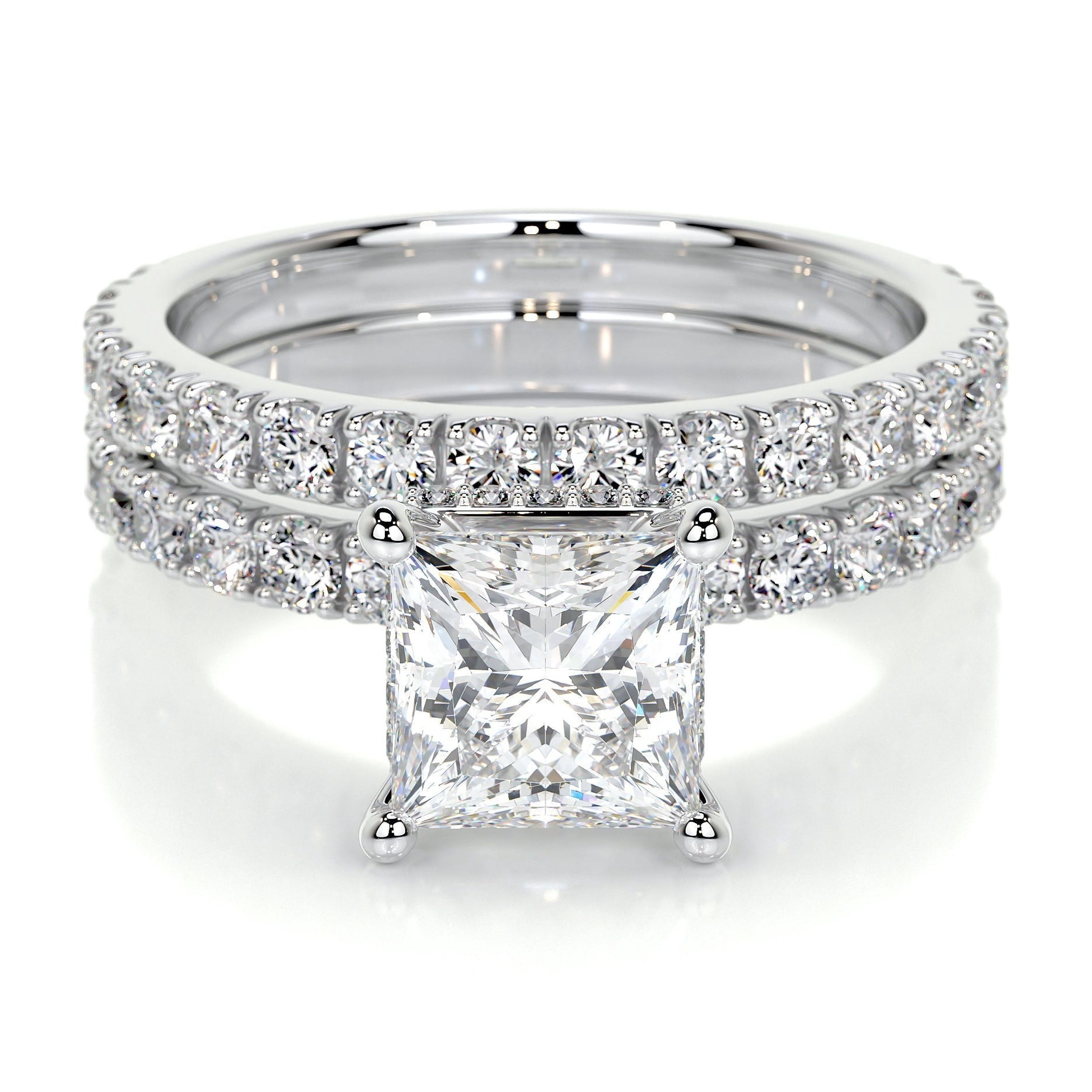 Bella Jewel Stunning 1.9 Ct Princess Cut Two Eternity Diamond Ring ...