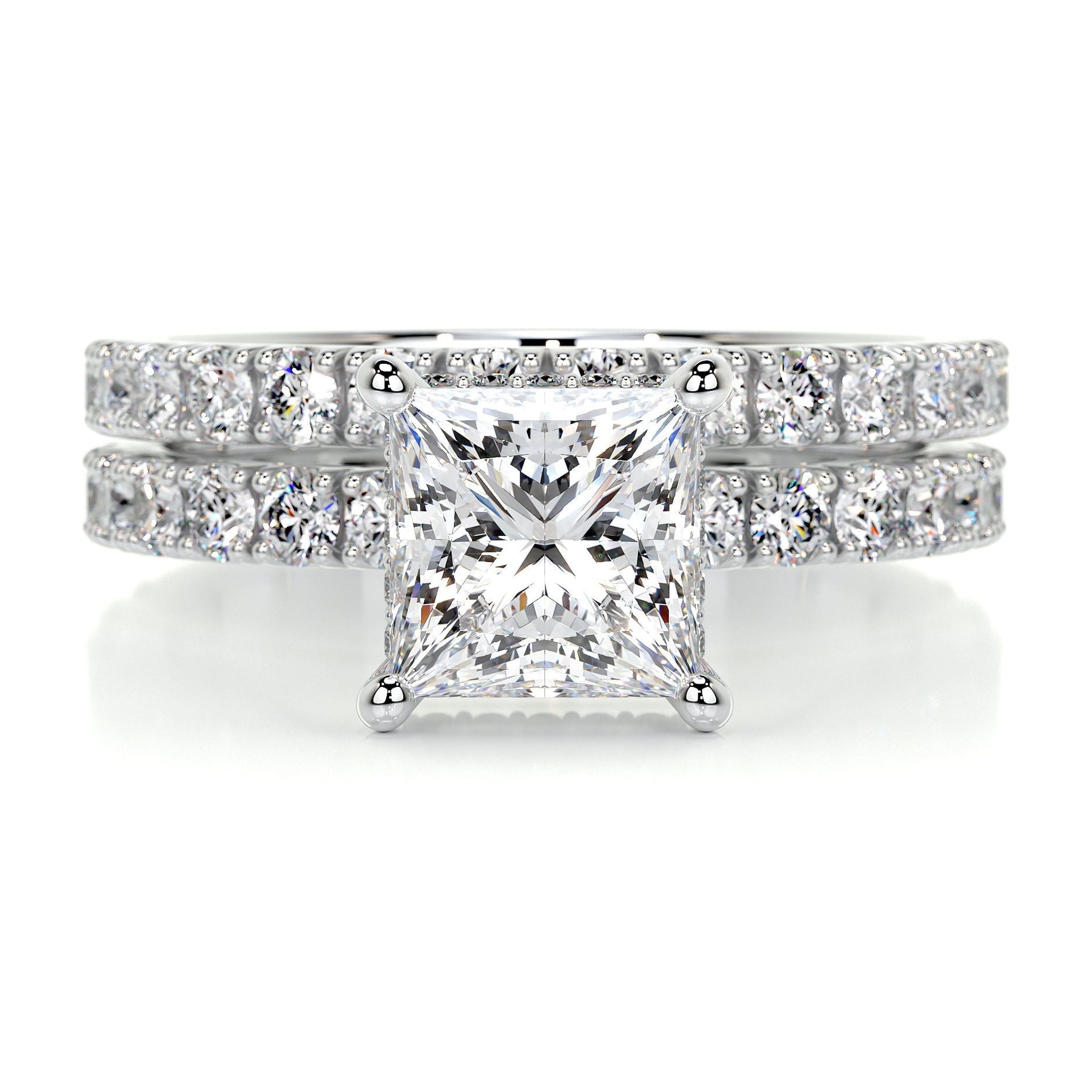 Bella Jewel Stunning 1.9 Ct Princess Cut Two Eternity Ring for Her ...