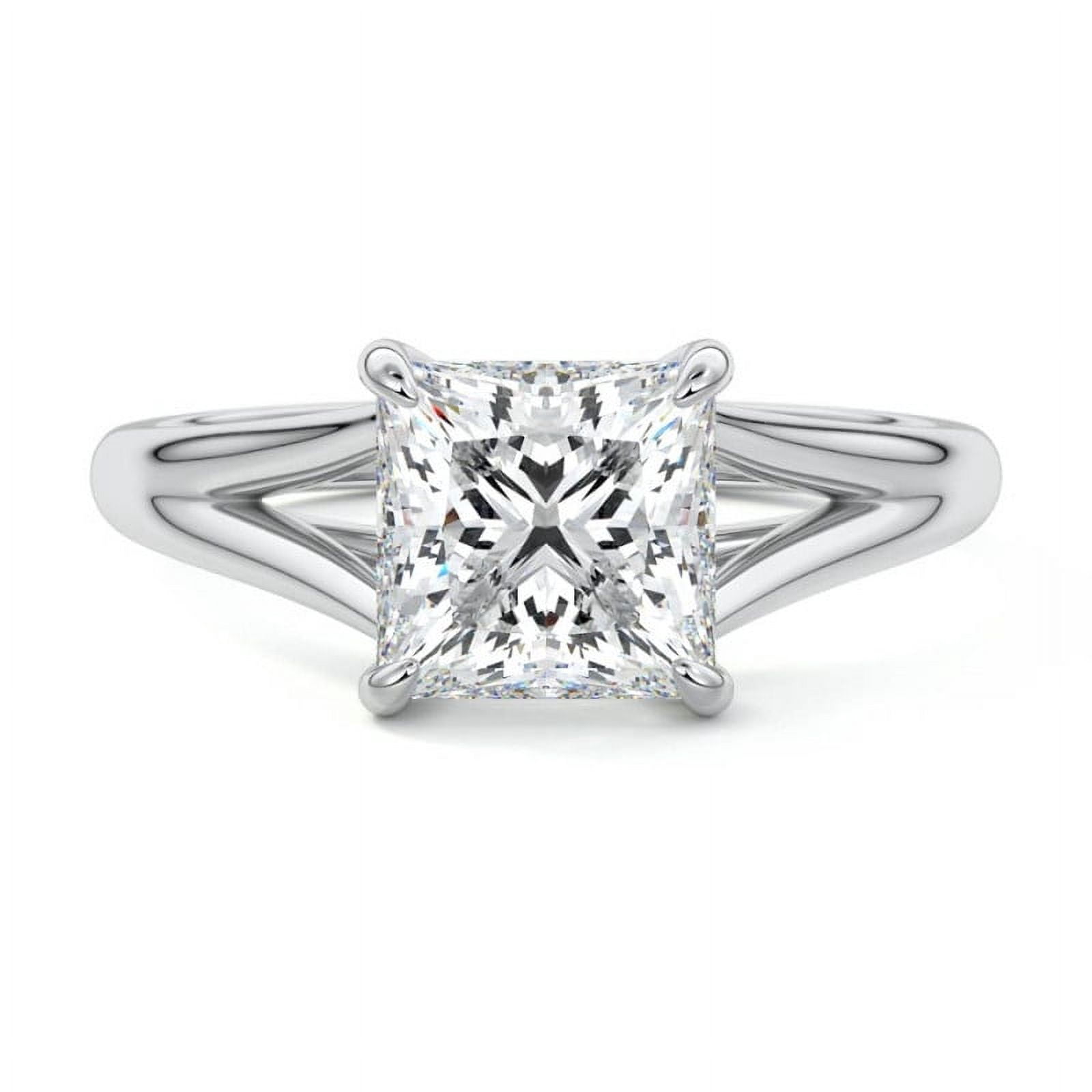 Bella Jewelry 1.79 Ct Princess Cut Moissanite Split Shank Ring - 14K ...