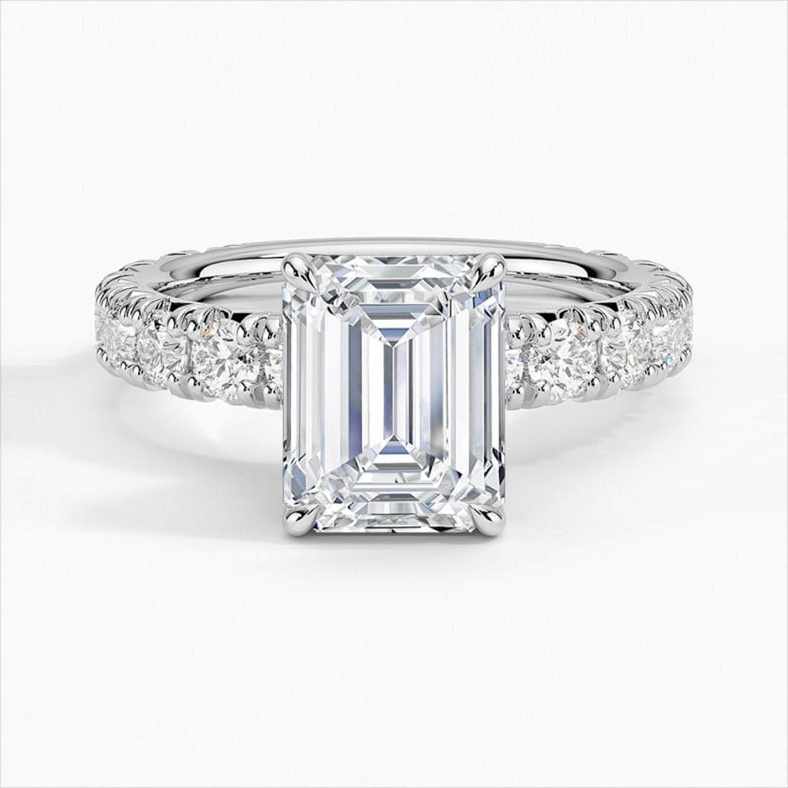 Bella Jewelry 1.81 Ct Emerald Cut Moissanite Ring - 14K White Gold Plated Dainty Engagement ...