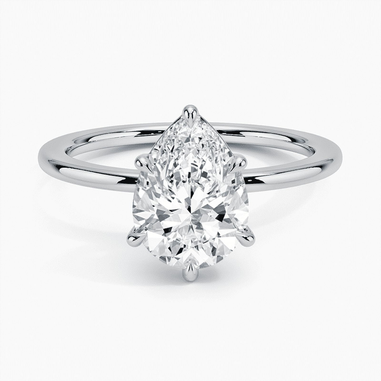 Bella Jewelry 14K Silver Lab Created Pear Cut 2.53 Ct Moissanite Ring ...