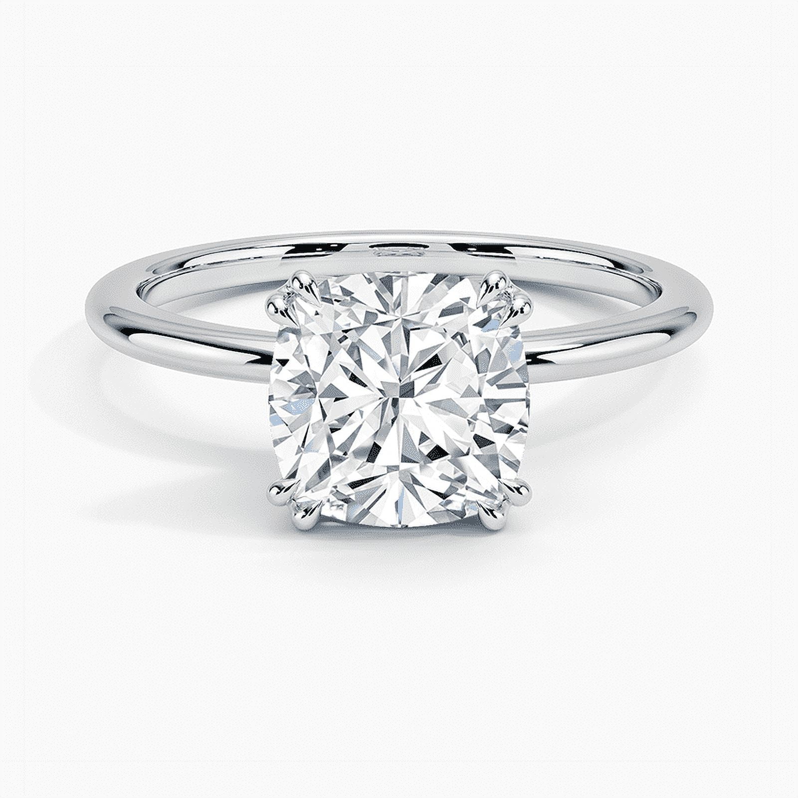 Bella Jewelry 14K Silver Ring - Cushion Cut 1.92 Ct Prong Set Moissanite Engagement Ring ...